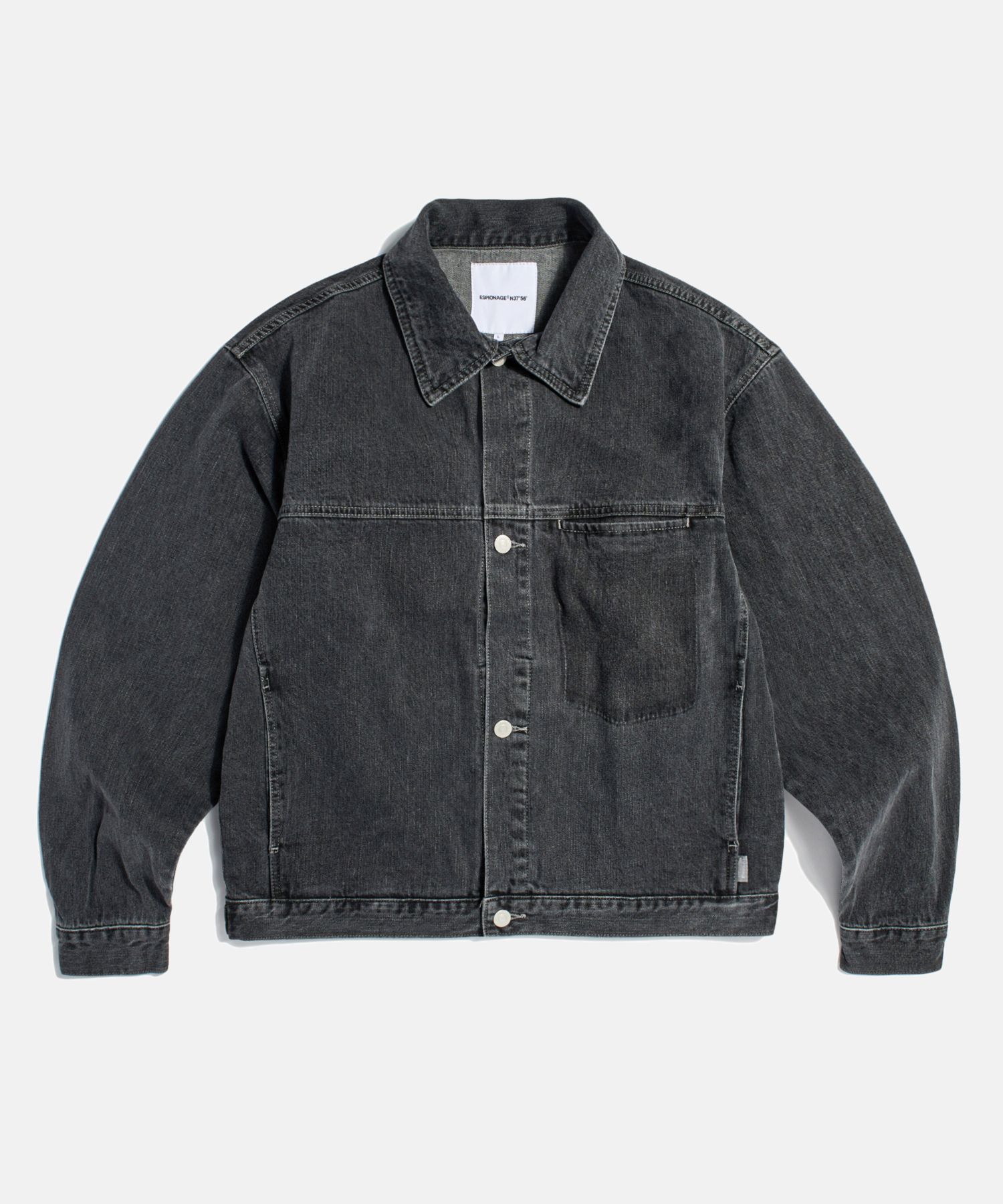 MUSINSA | ESPIONAGE Minimalist Denim Jacket Light Black