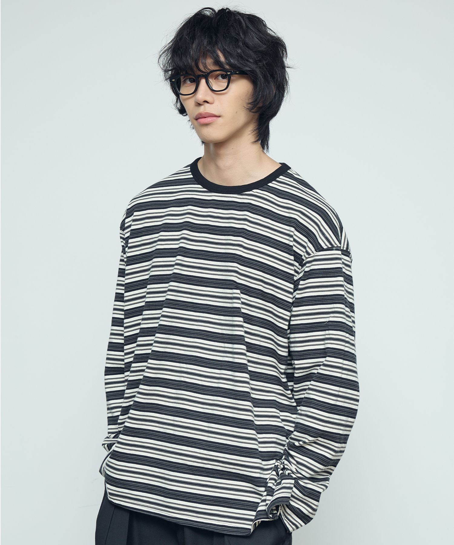 MUSINSA | BALLUTE URBAN MULTI STRIPE LONG SLEEVE (BLACK)