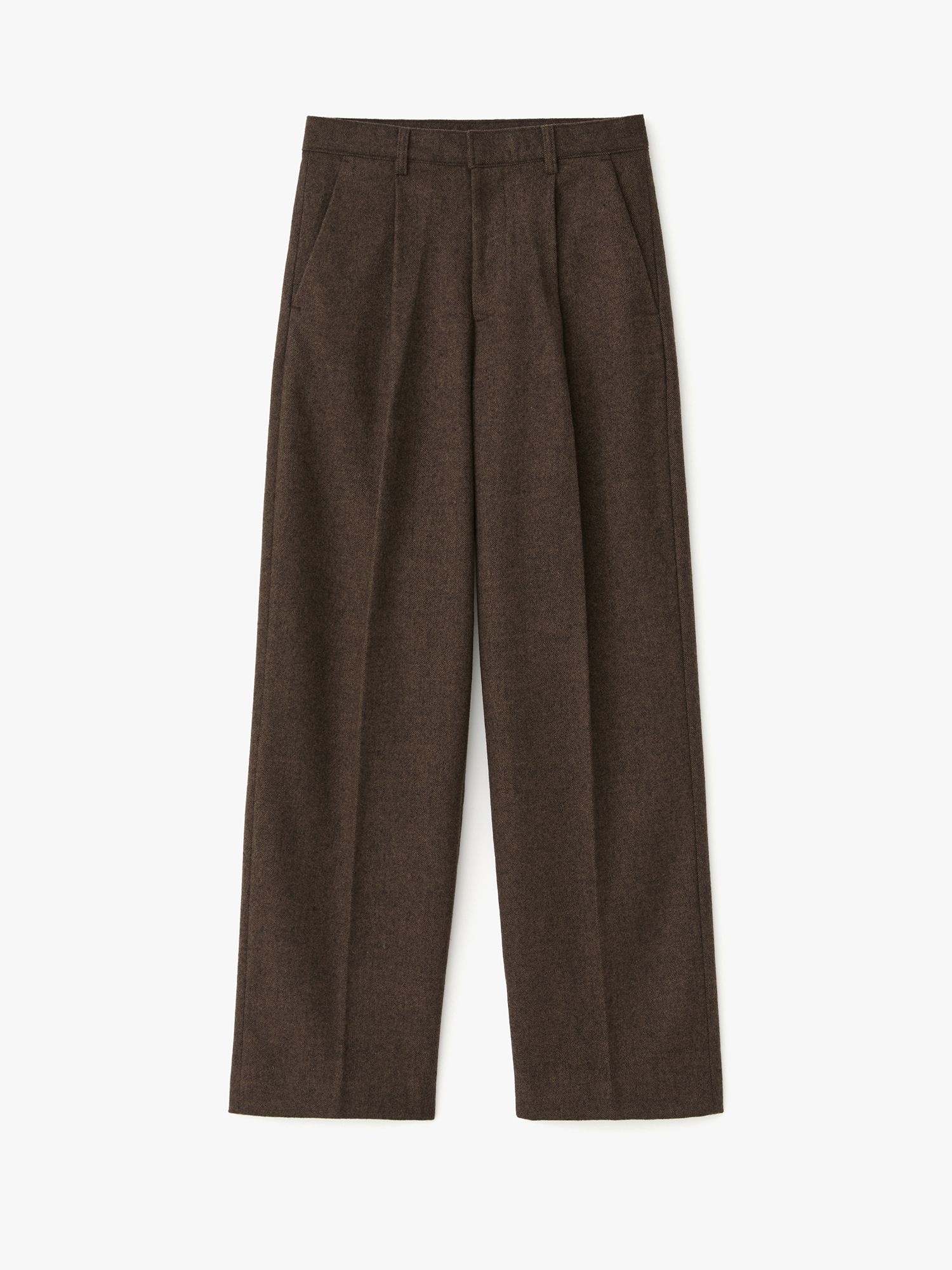 MUSINSA | LEMARD Wool Wide Pleated Slacks - BROWN