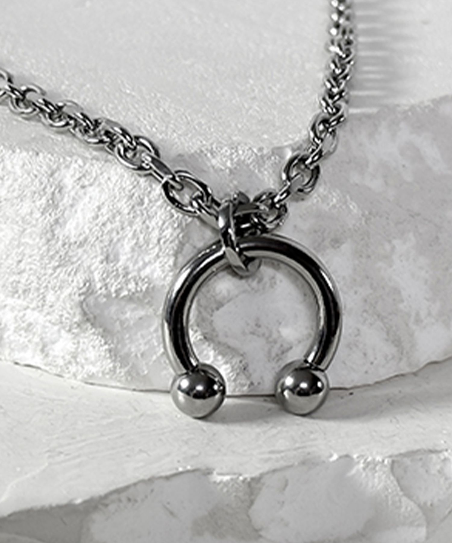 MUSINSA | BLESSED BULLET SS-Ball Piercing Motif Necklace - Medium Silver