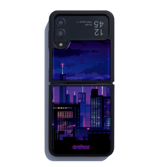 MUSINSA | GRAPIXEL City Night Glossy Epoxy Bumper Z Flip Phone Case