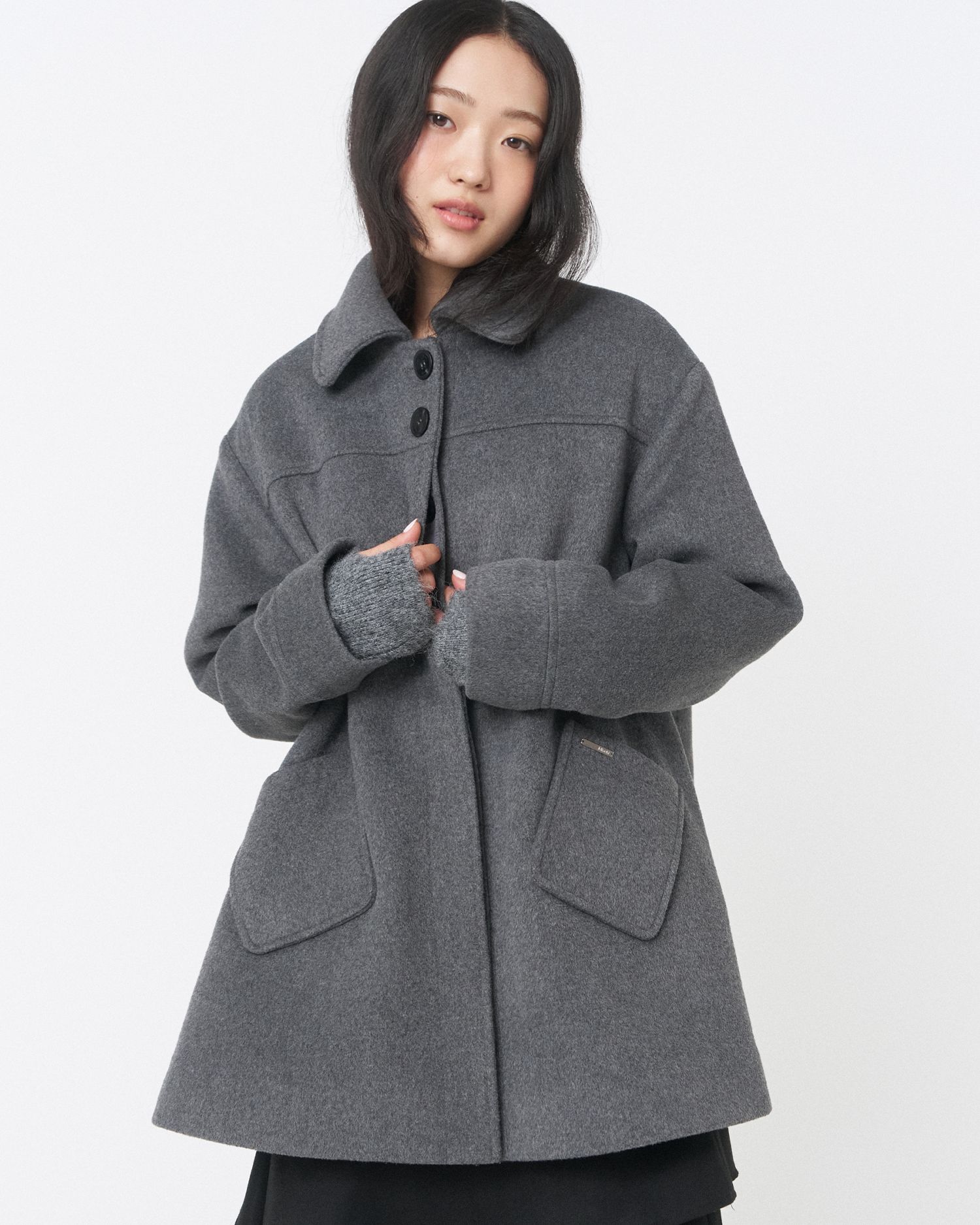 MUSINSA公式 | MISEKI SEOUL Slate half coat GREY