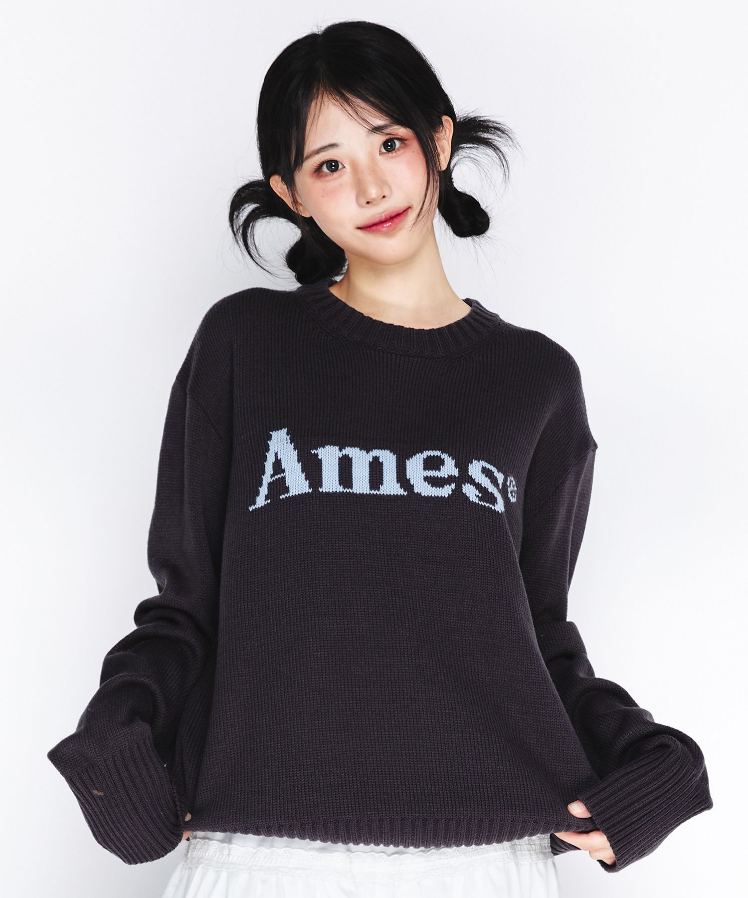 MUSINSA公式 | AMES-WORLDWIDE BASIC PULLOVER KNIT CHARCOAL