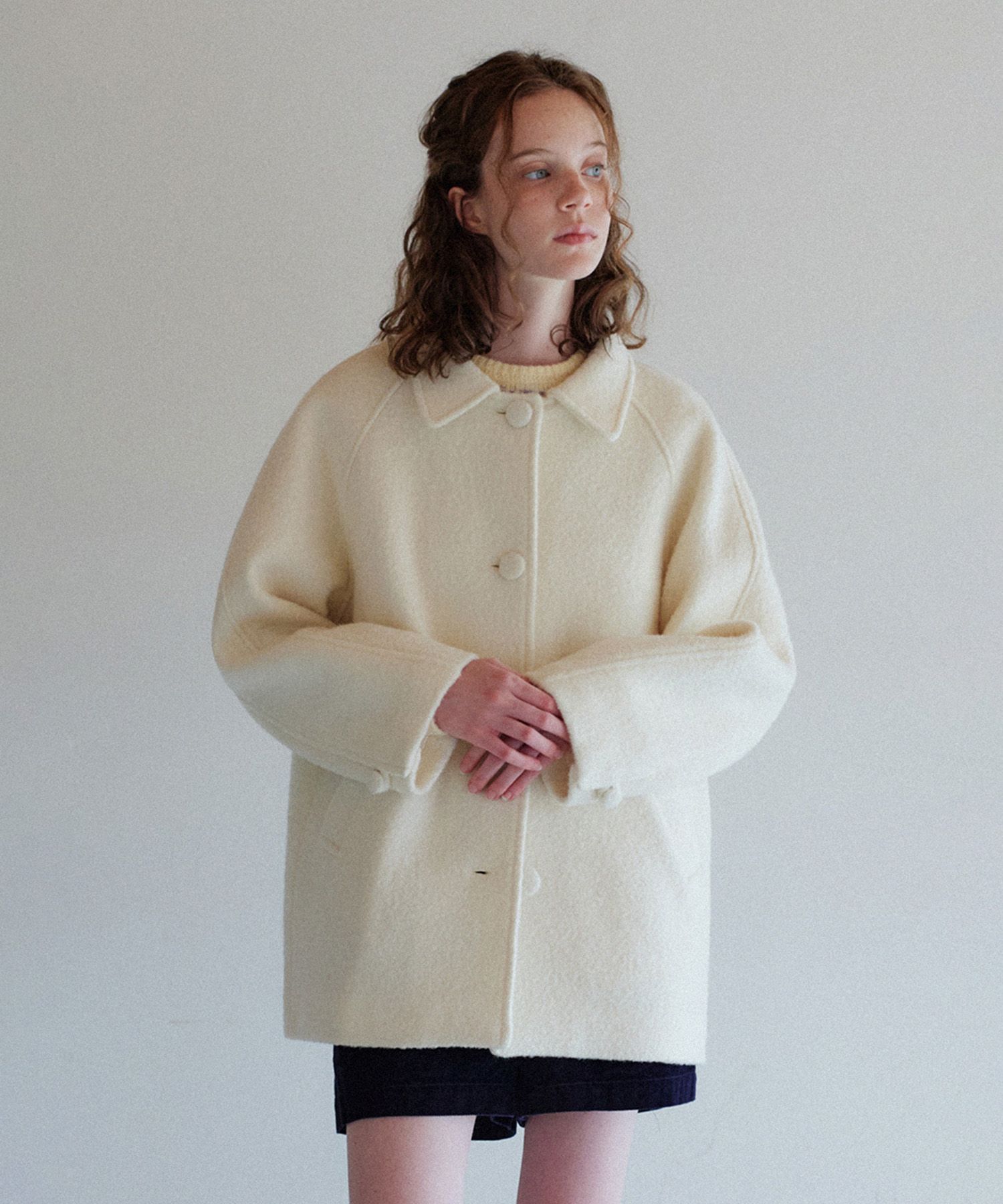 MUSINSA | HANE Encase Raglan Wool Half Coat_Cream