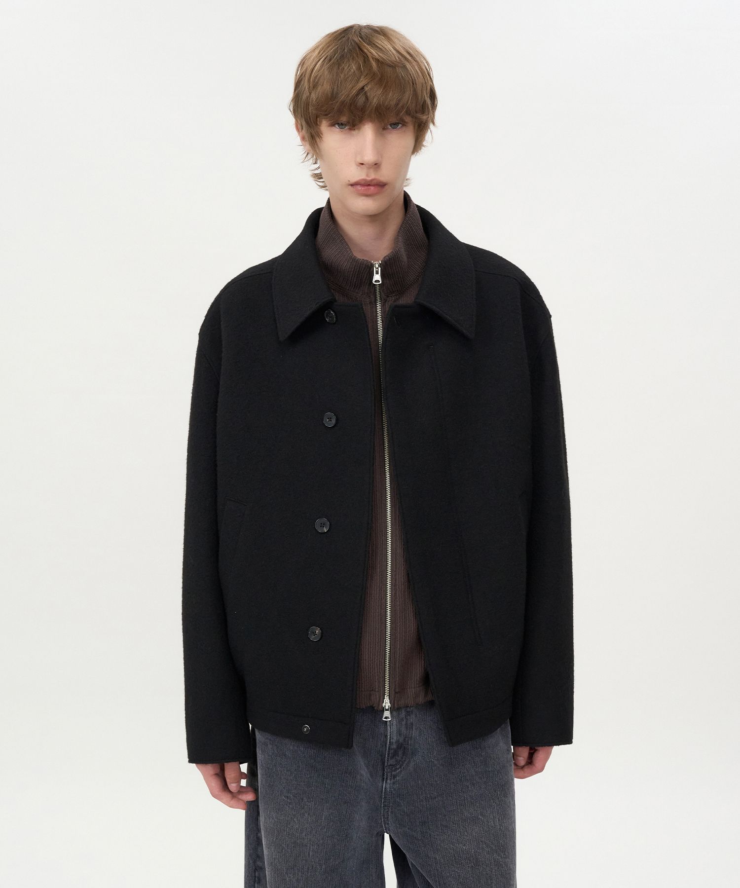 MUSINSA | INSILENCE Soft Alpaca Wool Crop Jacket BLACK