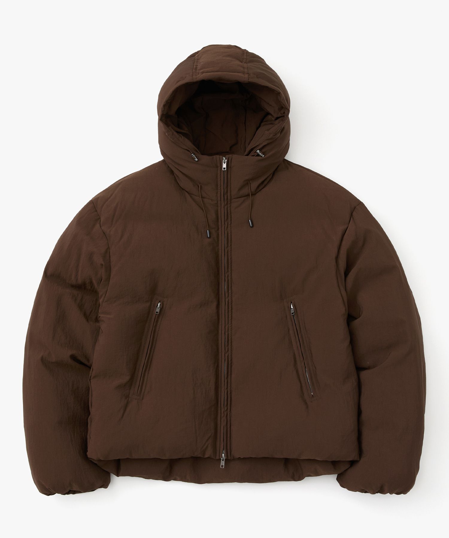 MUSINSA | LEMARD Nylon Hooded Duck Down Padding - BROWN