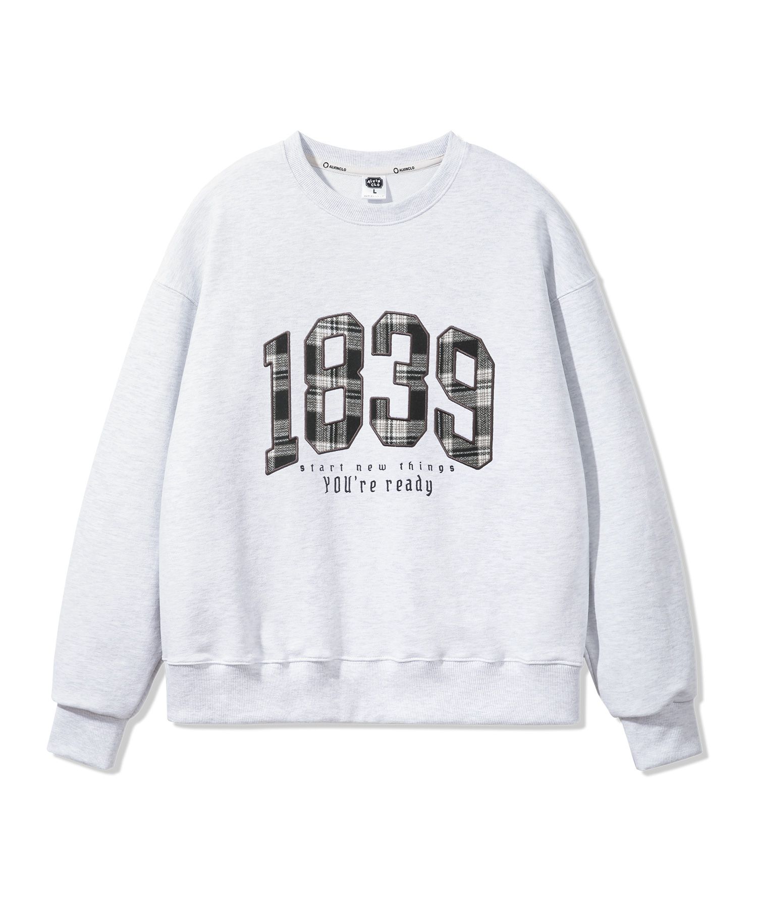 MUSINSA | ALVINCLO 1839 Check Applique Overfit Man-to-Man MAR288 (2 Colors)