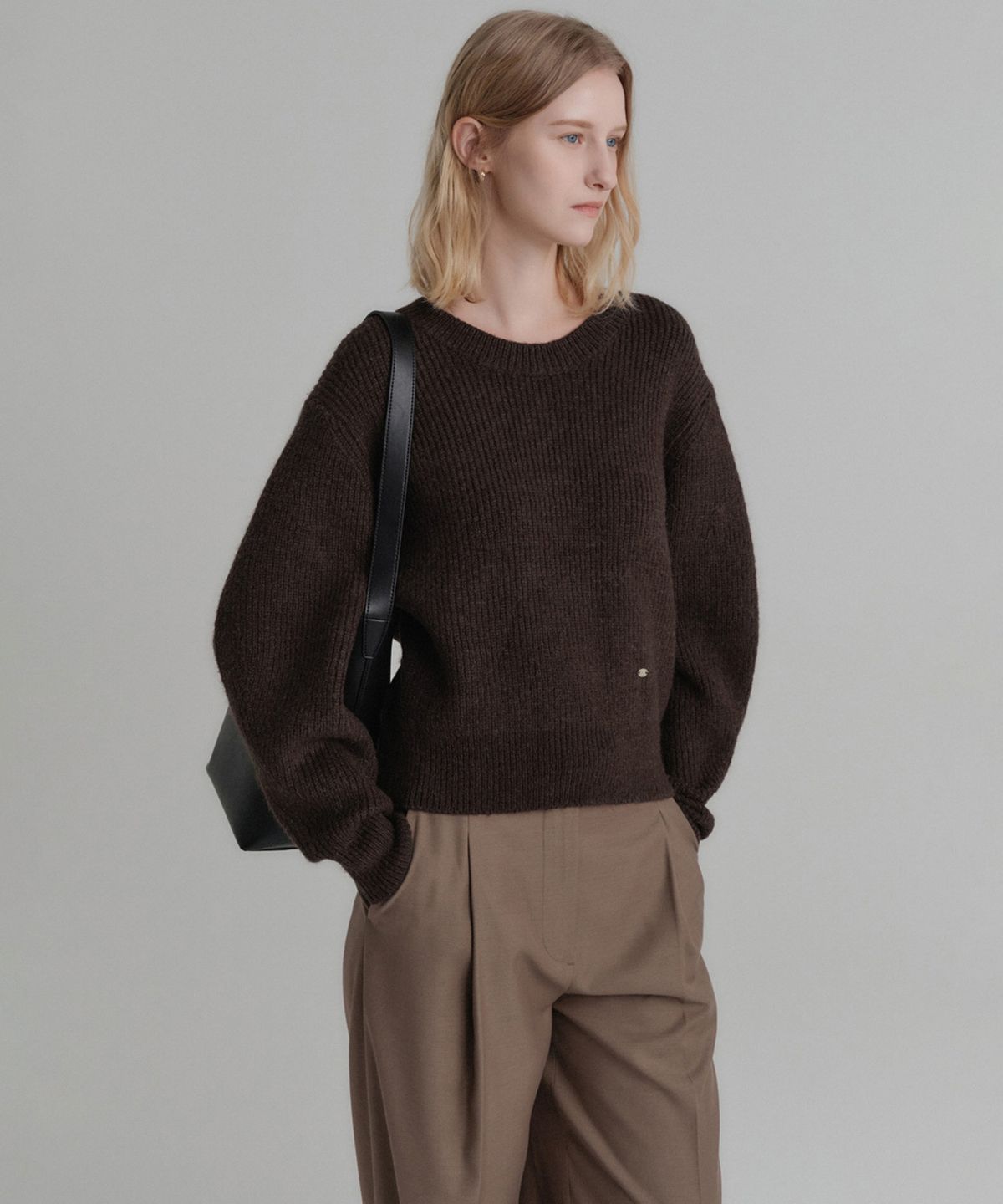룩캐스트(LOOKAST) 체니 울 리브드 니트_브라운 / CHENNY WOOL RIBBED KNIT_BROWN - 사이즈 ...