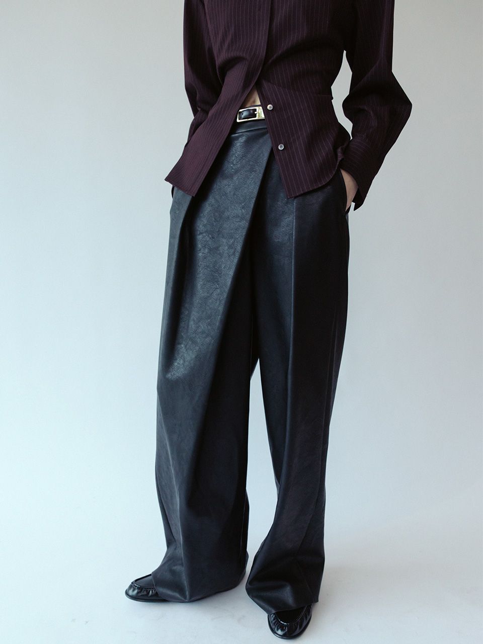 MUSINSA | LOEUVRE Asymetric Placket Wide Pants SL5WL453-10