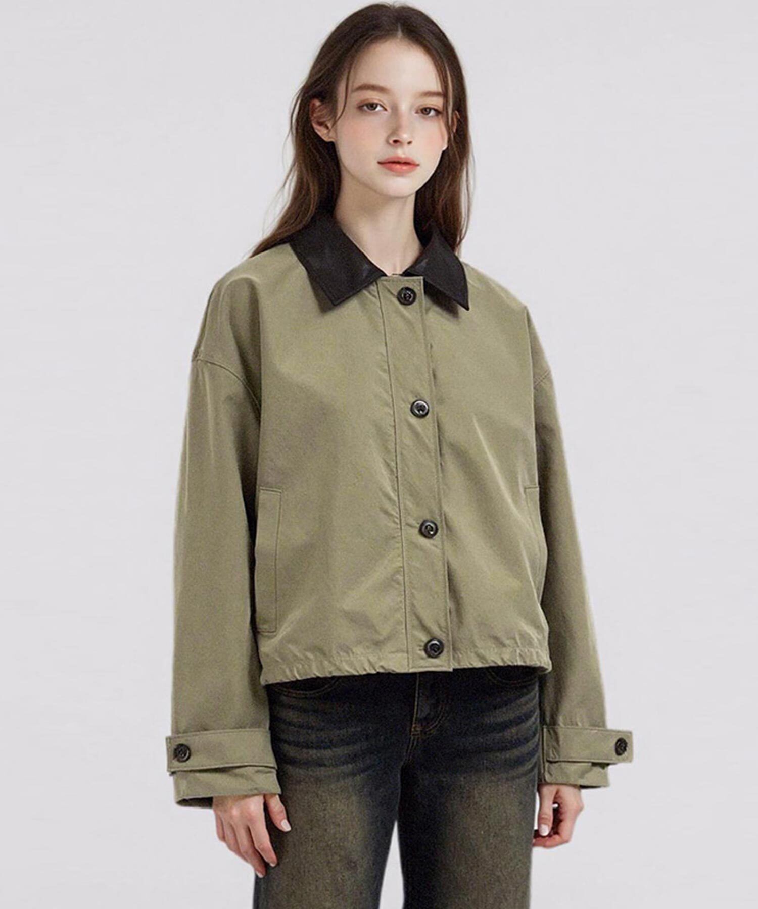 MUSINSA | BURUNJUDY Two-tone leather string coat BBRKCT102B