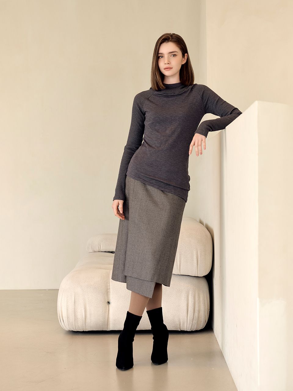 MUSINSA | FREAKS BY KIMTAEHOON 100% wool flannel asymmetric hemline ...