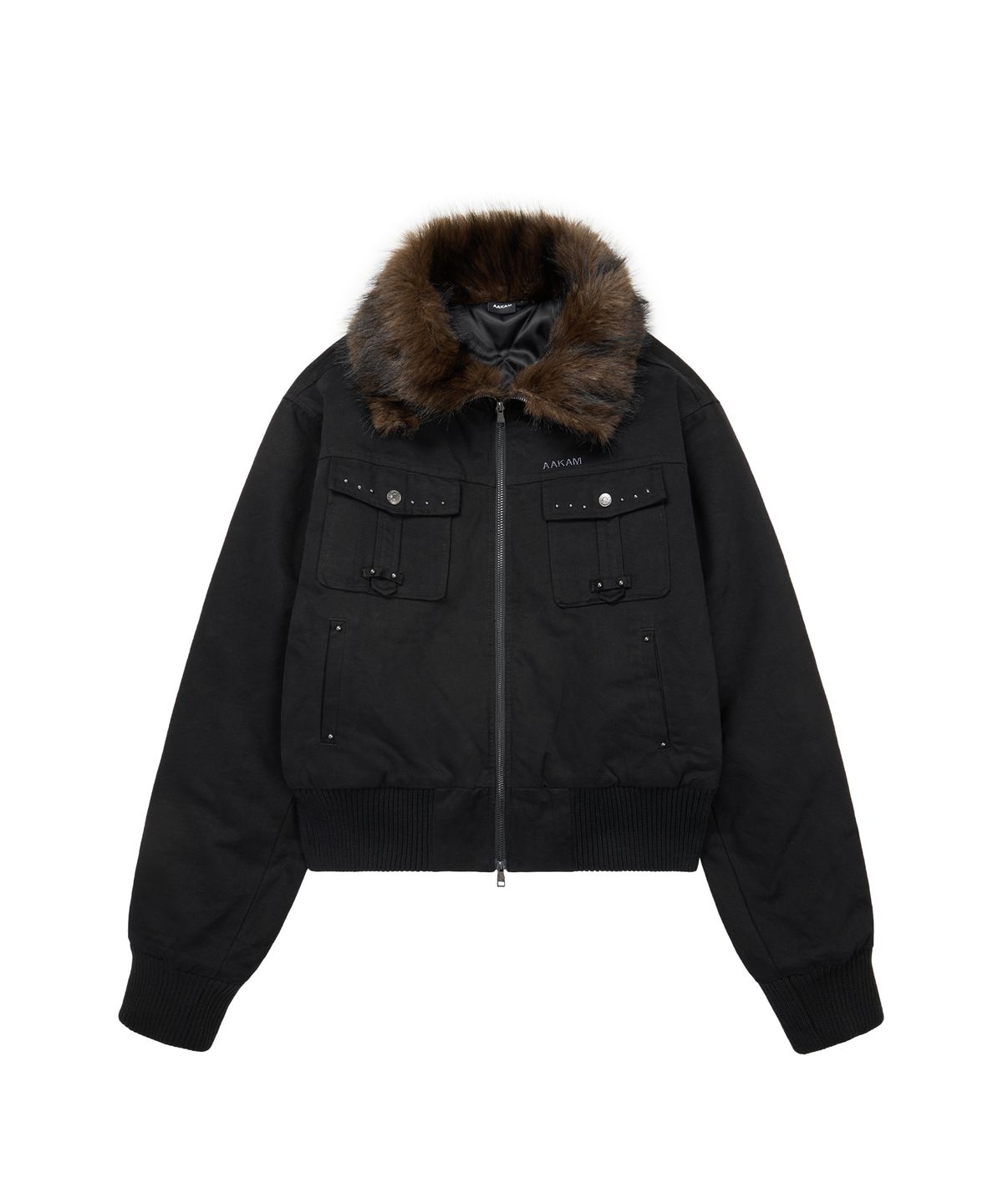 아캄(AAKAM) Studded High Neck Fur Jacket (Black) - 사이즈 & 후기 | 무신사