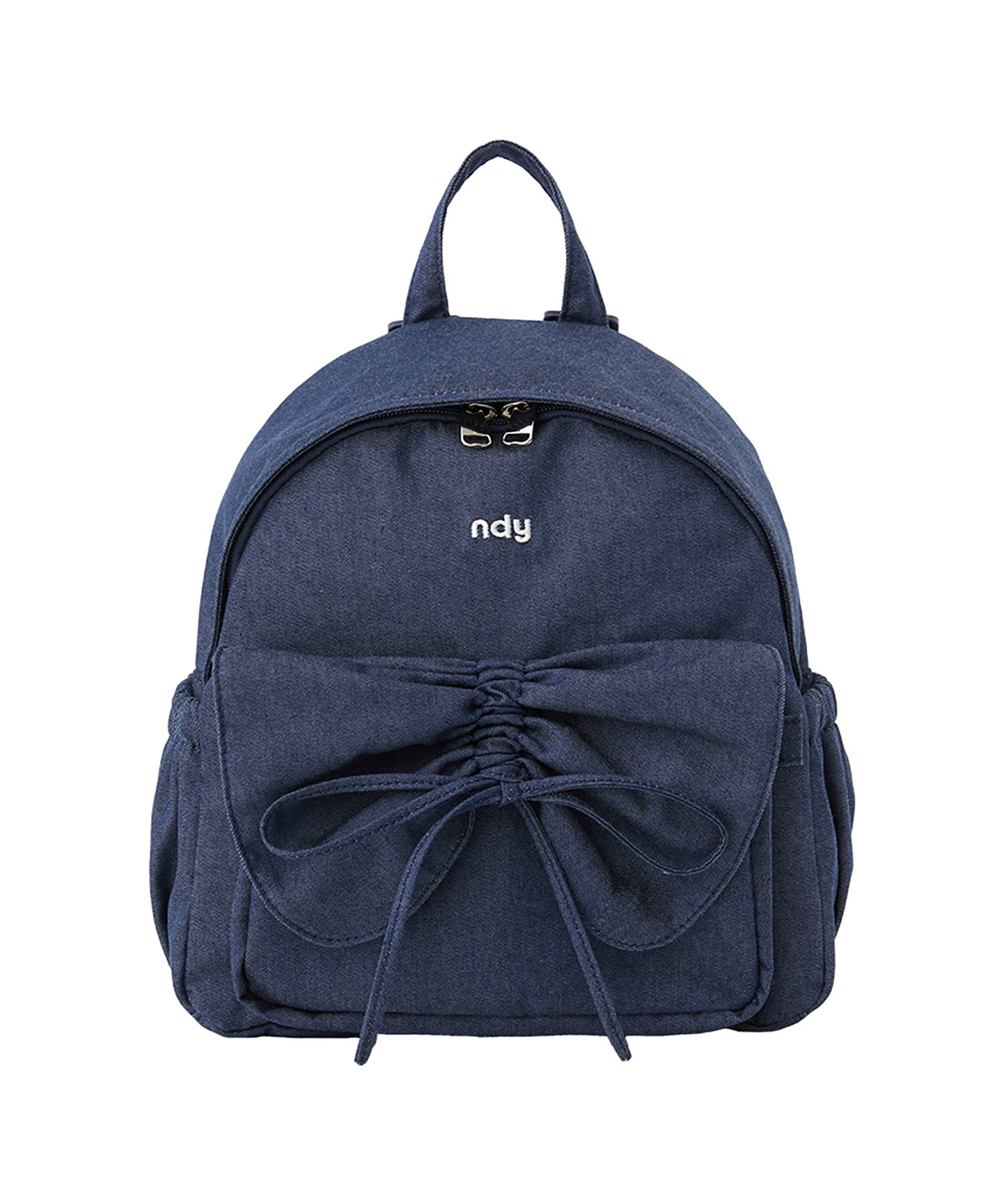 MUSINSA | NDY Denim Ribbon Shirring Mini Backpack Navy