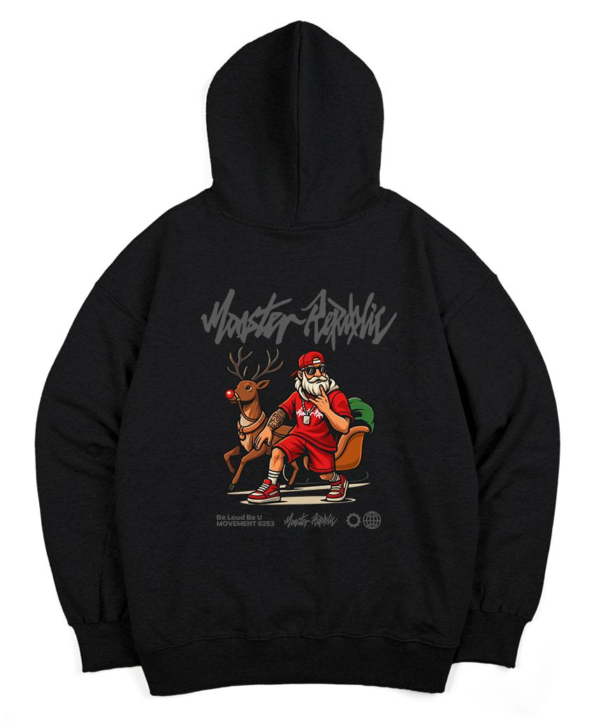 MUSINSA | MONSTER REPUBLIC Street Swag Santa Red Hoodie Black_8253