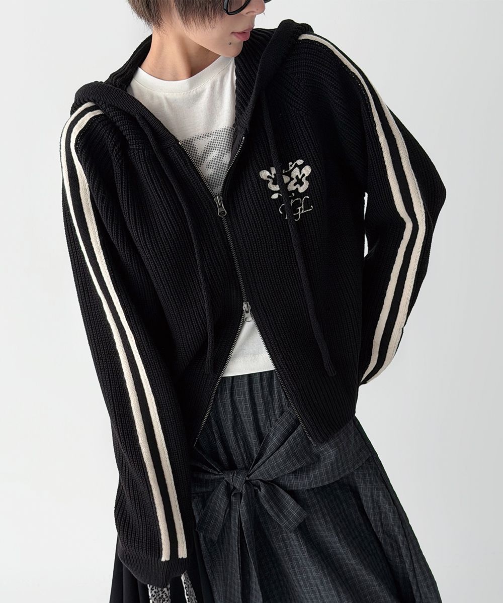 MUSINSA | THE GREEN LAB Sleeve Line Hooded Zip-Up Sweater [Black]