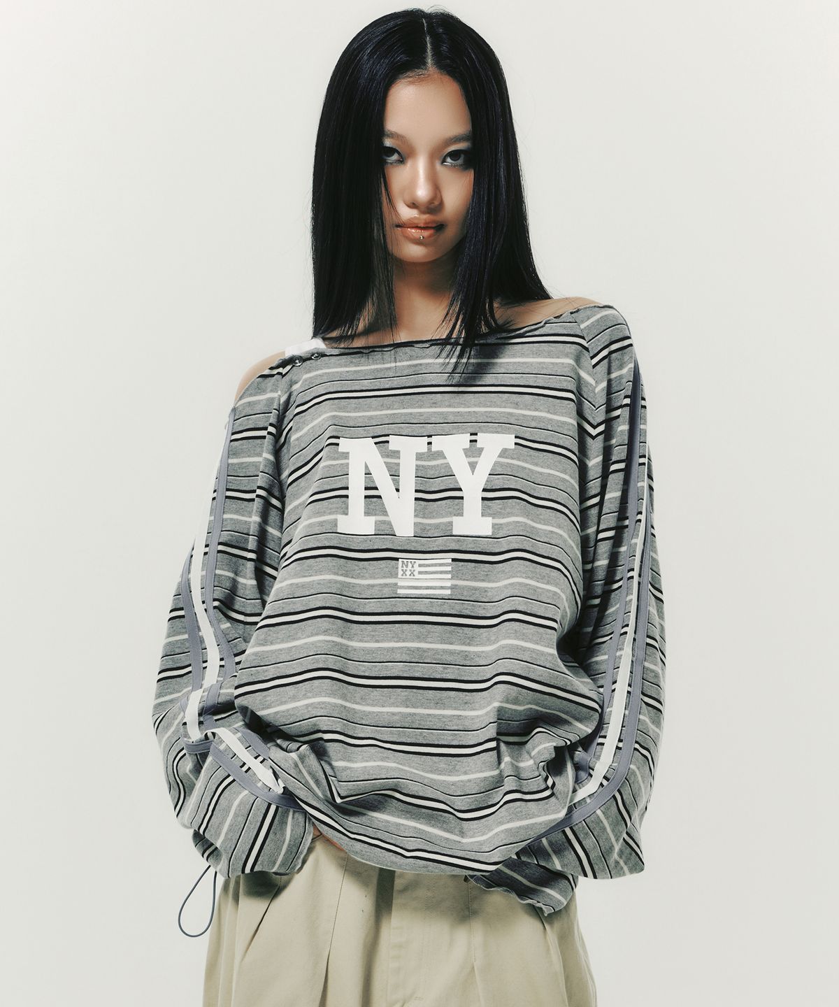 엔와이엑스엑스(NYXX) STRING OFF SHOULDER L/S GREY - 사이즈 & 후기 | 무신사