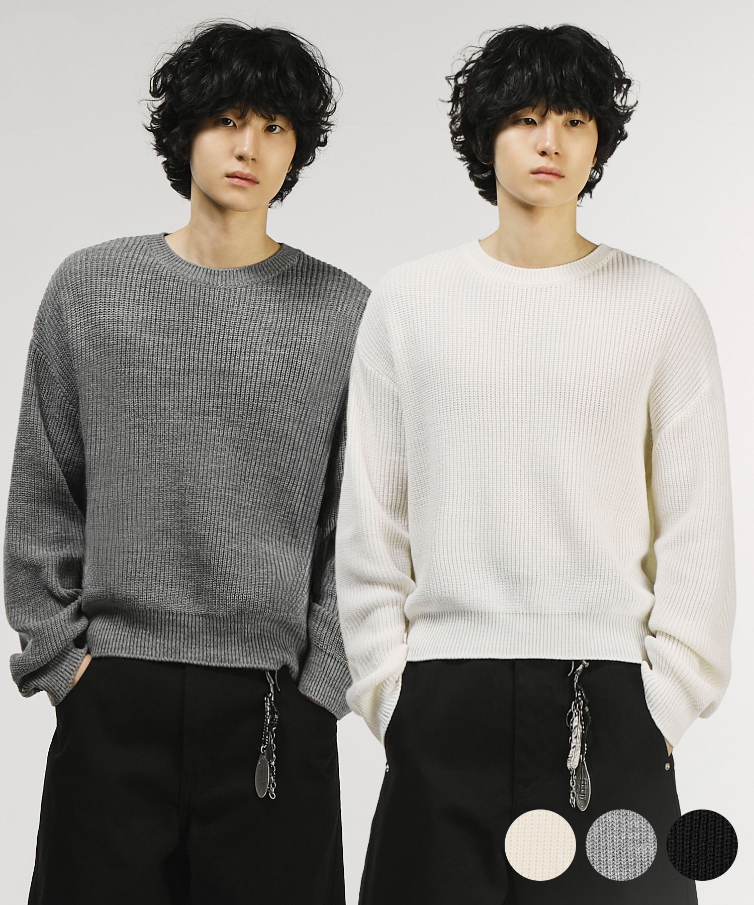 MUSINSA | SIGNATURE Crop Round Neck Hachi Knit [3COLORS]