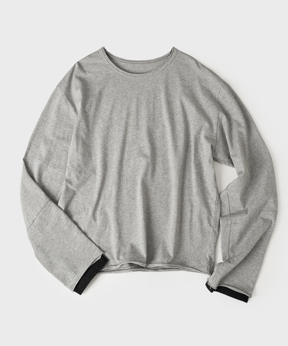 MUSINSA | HOOVES Layered Cuffs Long Sleeve [Melange Gray]