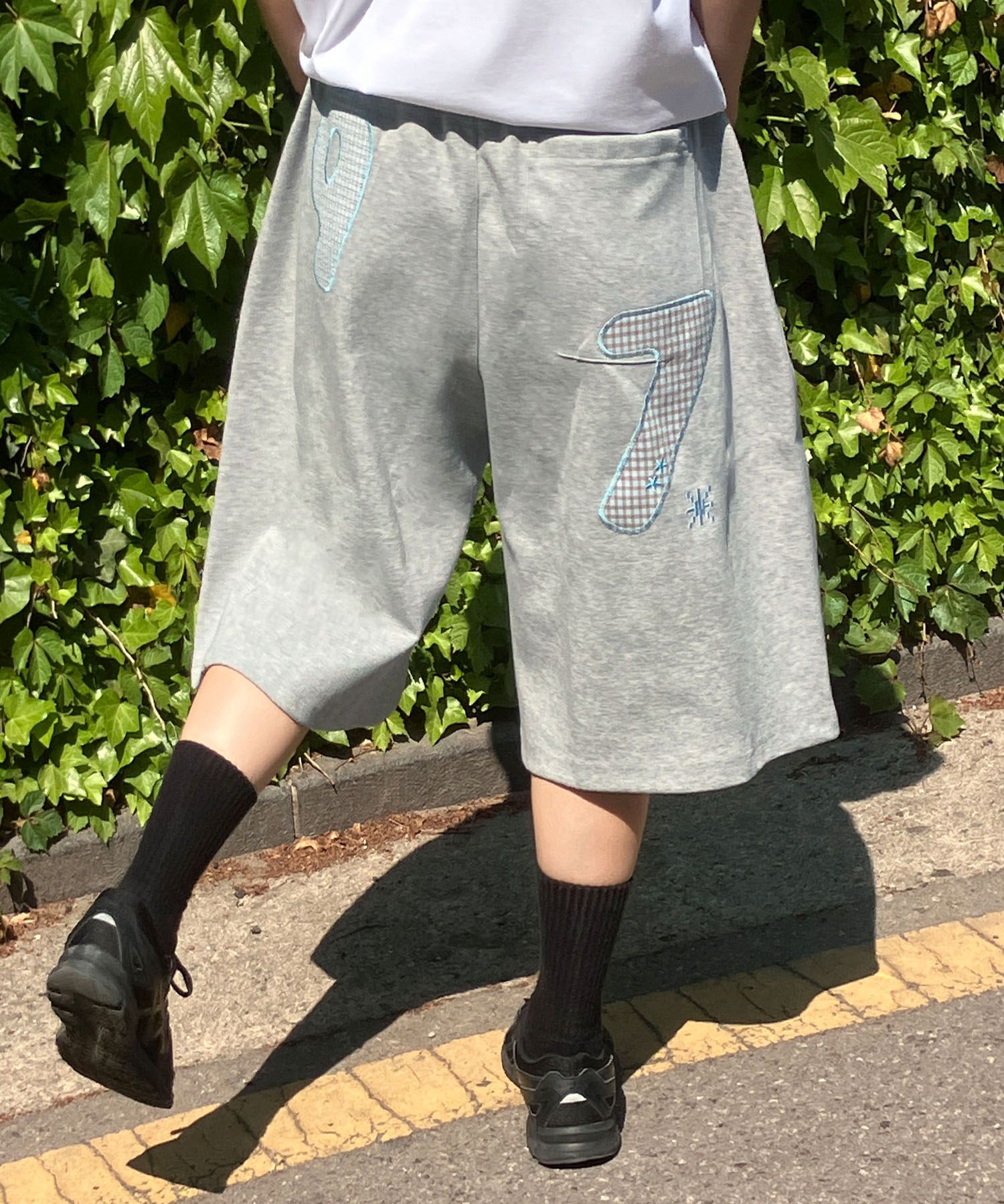 MUSINSA | Codegraphy Check Patch Bermuda Training Shorts - Dark Gray