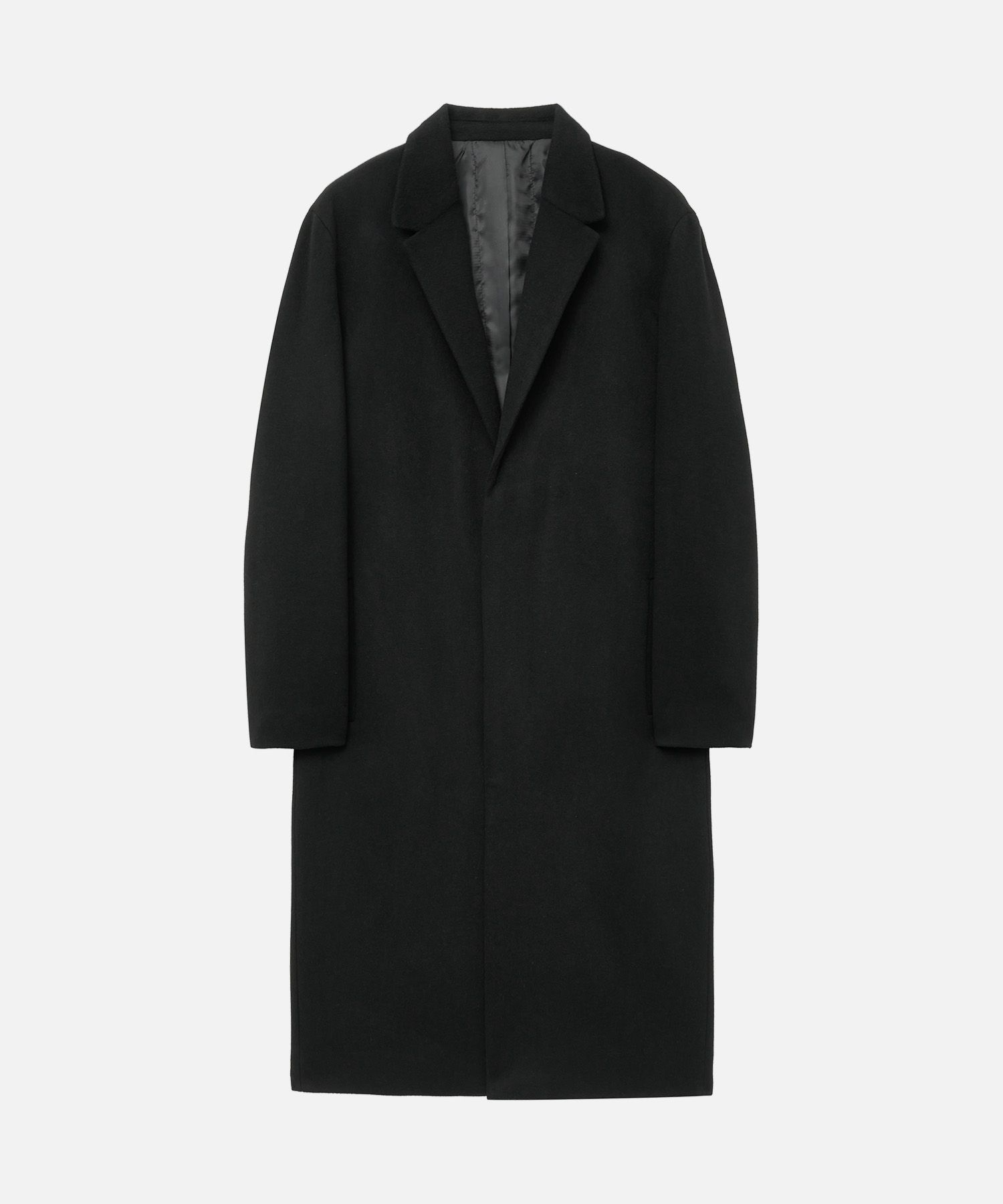 MUSINSA | DRAW FIT Premier Pure Cashmere Hidden Single Coat [BLACK]