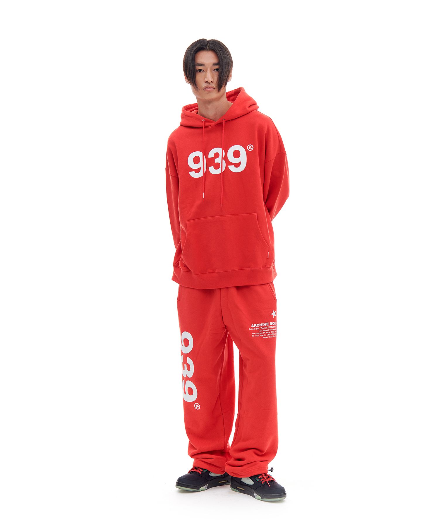 MUSINSA | ARCHIVE BOLD 939 LOGO HOOD_DEEP RED