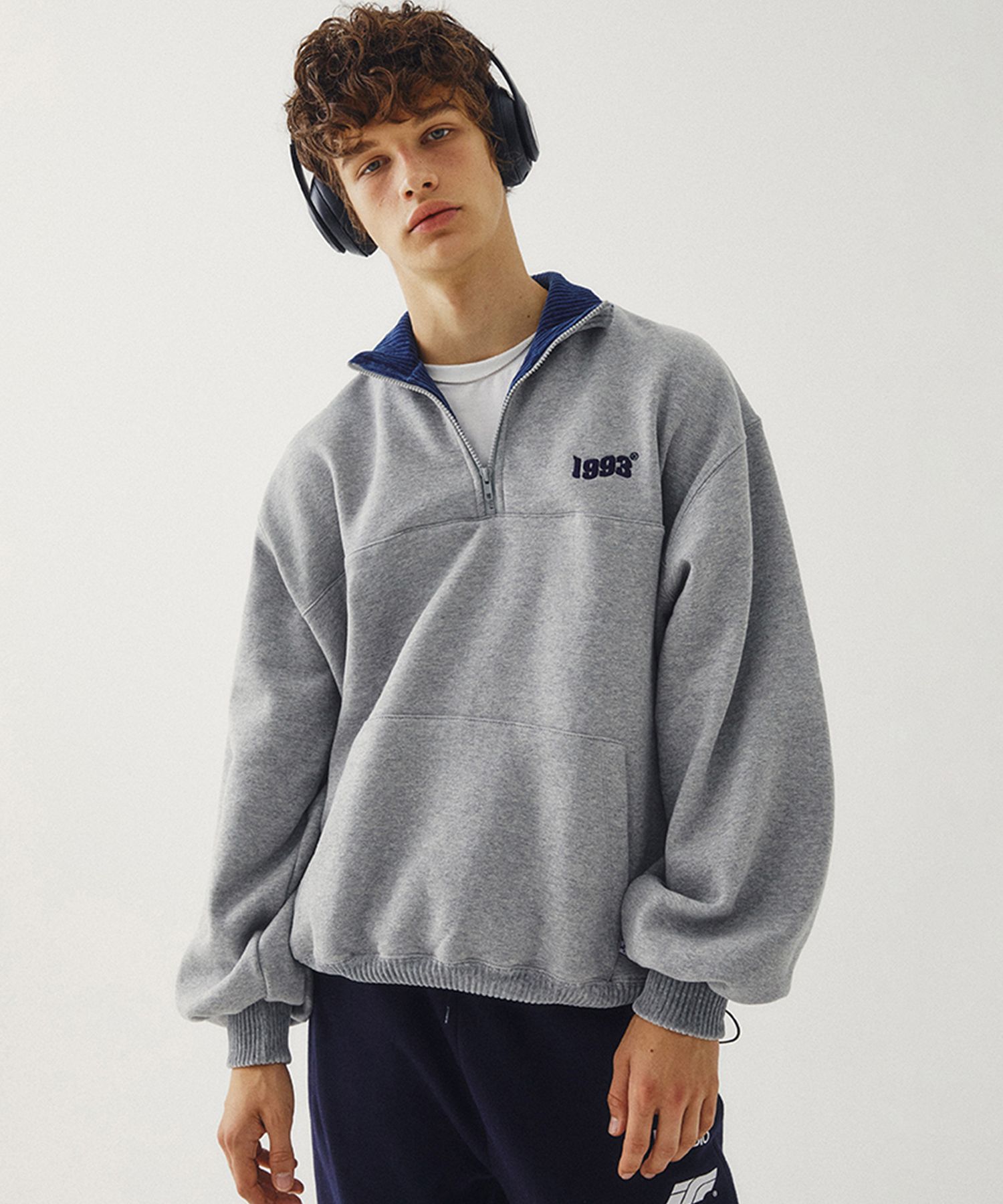 MUSINSA | 1993STUDIO Vintage Half Zip Up_Gray