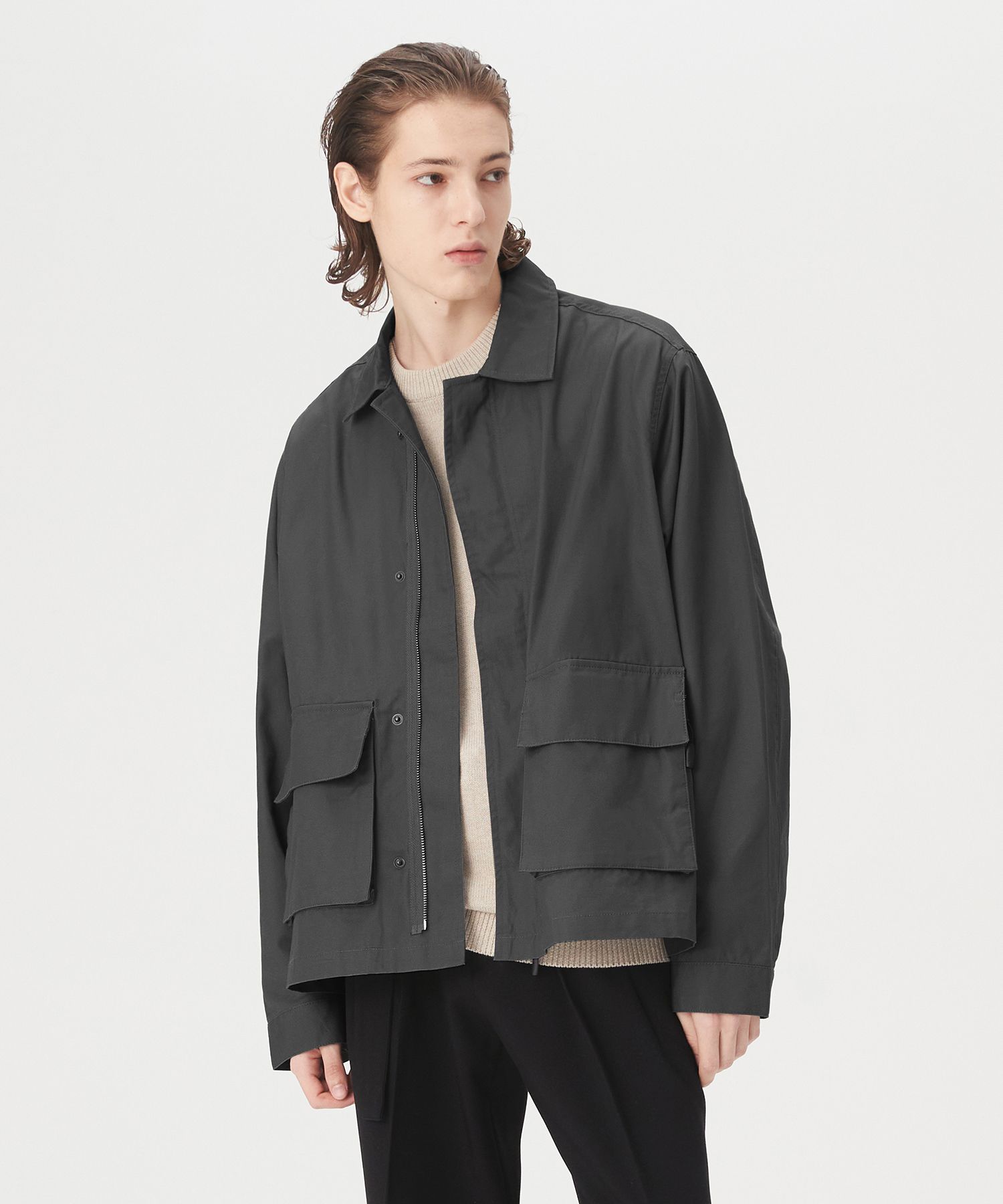 MUSINSA | COSTUME O'CLOCK ESSENTIAL CROPPED FIELD JACKET DARK GRAY