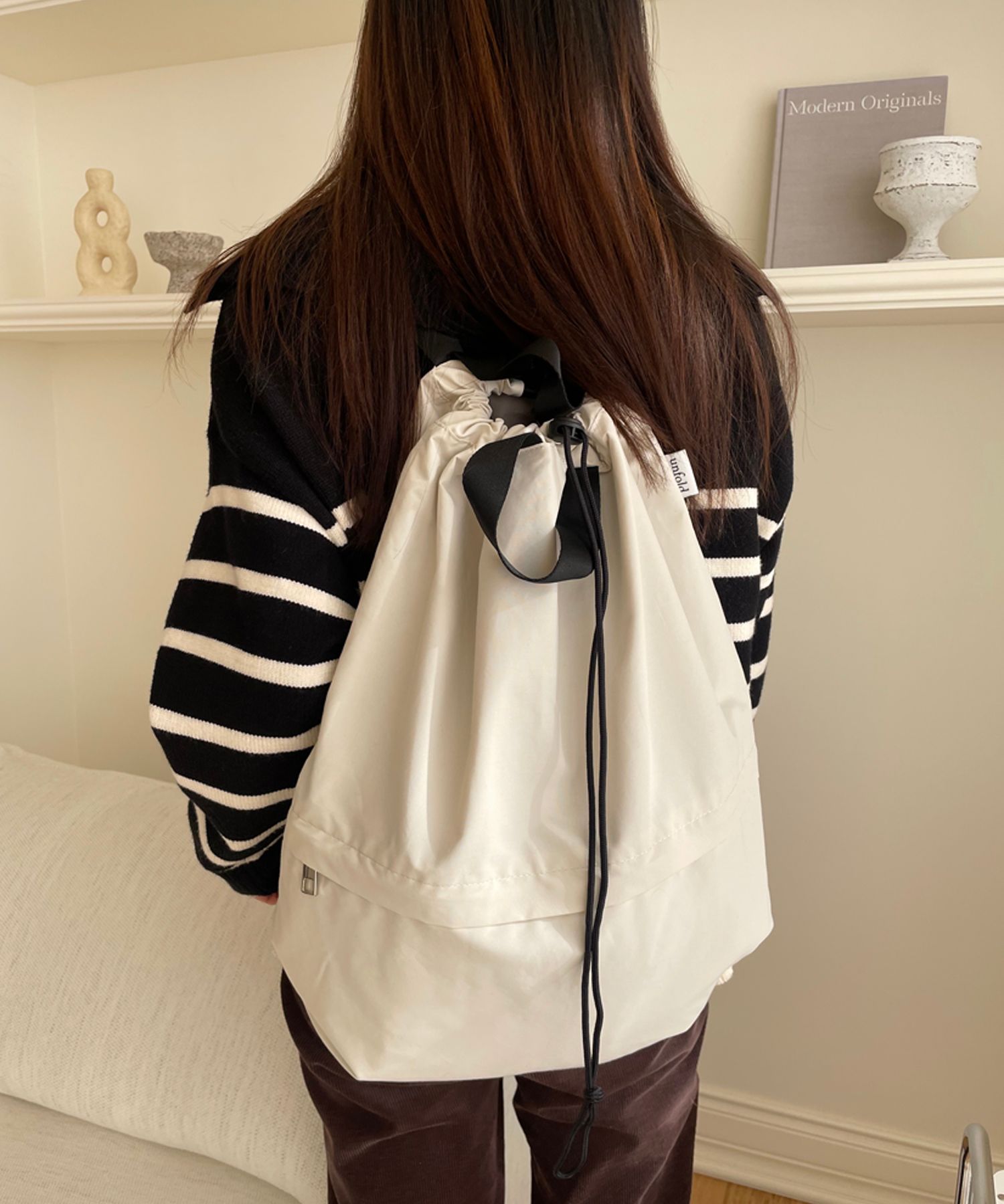 MUSINSA | UNFOLD string backpack (ivory)