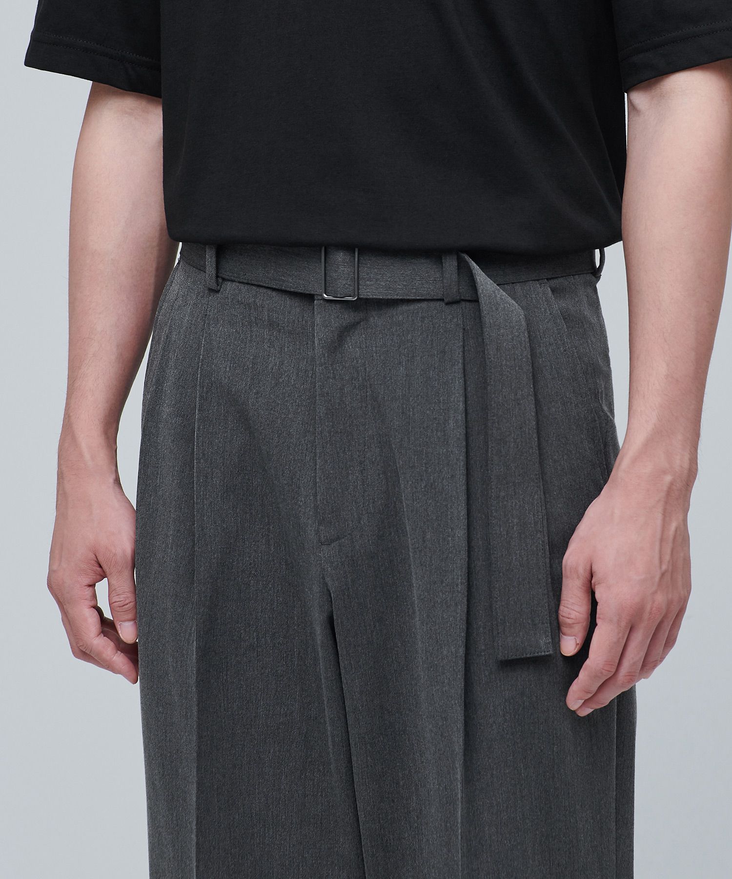 MUSINSA | MUSINSA STANDARD REAL WIDE BELTED SLACKS_MEDIUM GRAY