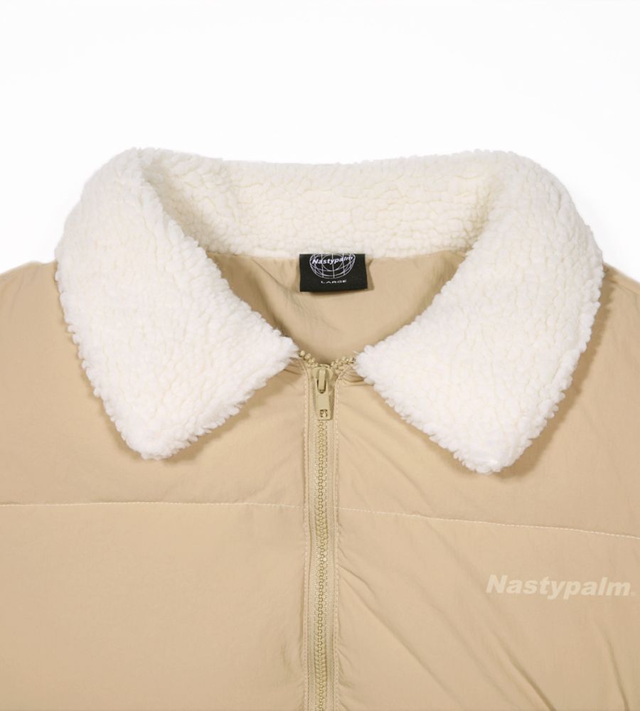 MUSINSA | NP STUDIO Universal Fur Collar Puffer Short Padding Jacket Beige