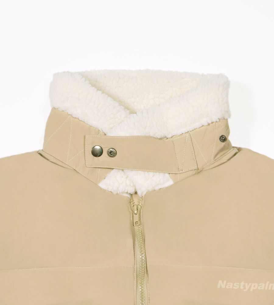 MUSINSA | NP STUDIO Universal Fur Collar Puffer Short Padding Jacket Beige