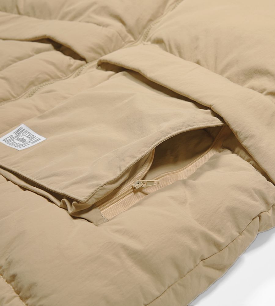 MUSINSA | NP STUDIO Universal Fur Collar Puffer Short Padding Jacket Beige