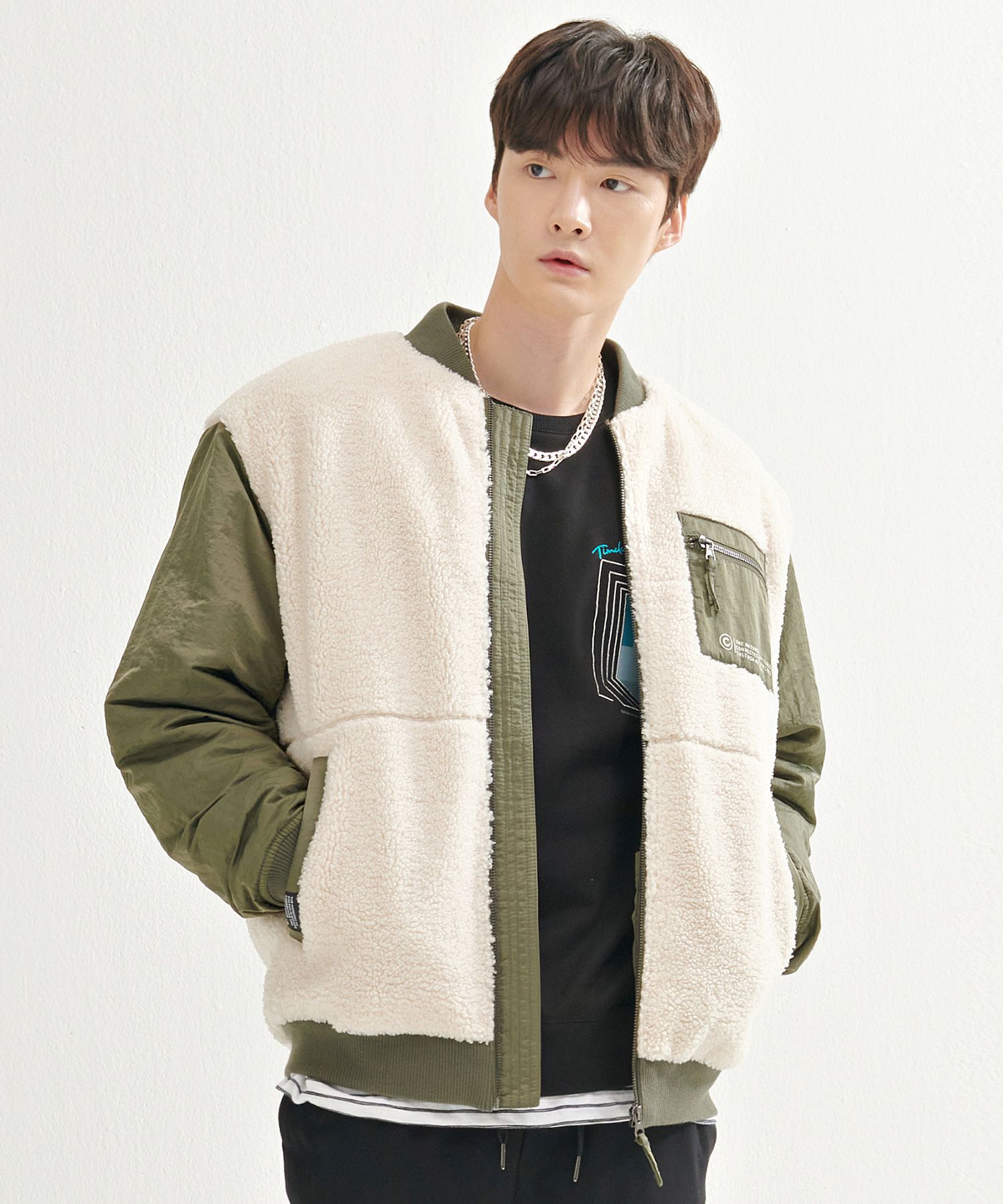 MUSINSA | CHASECULT Men's fleece sleeve color combination aviation ...