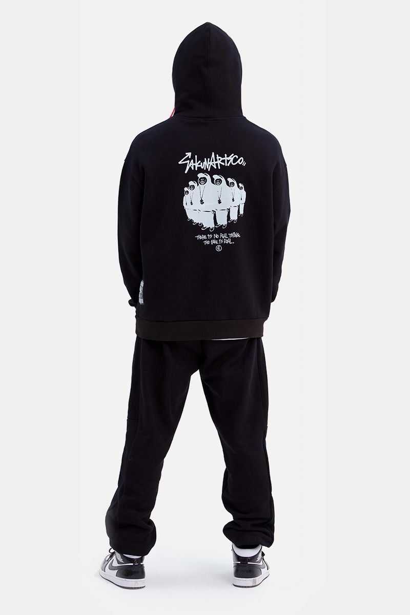 MUSINSA | SAKUN Hooded shirt for men and women (black) CREW HOODIE BLACK