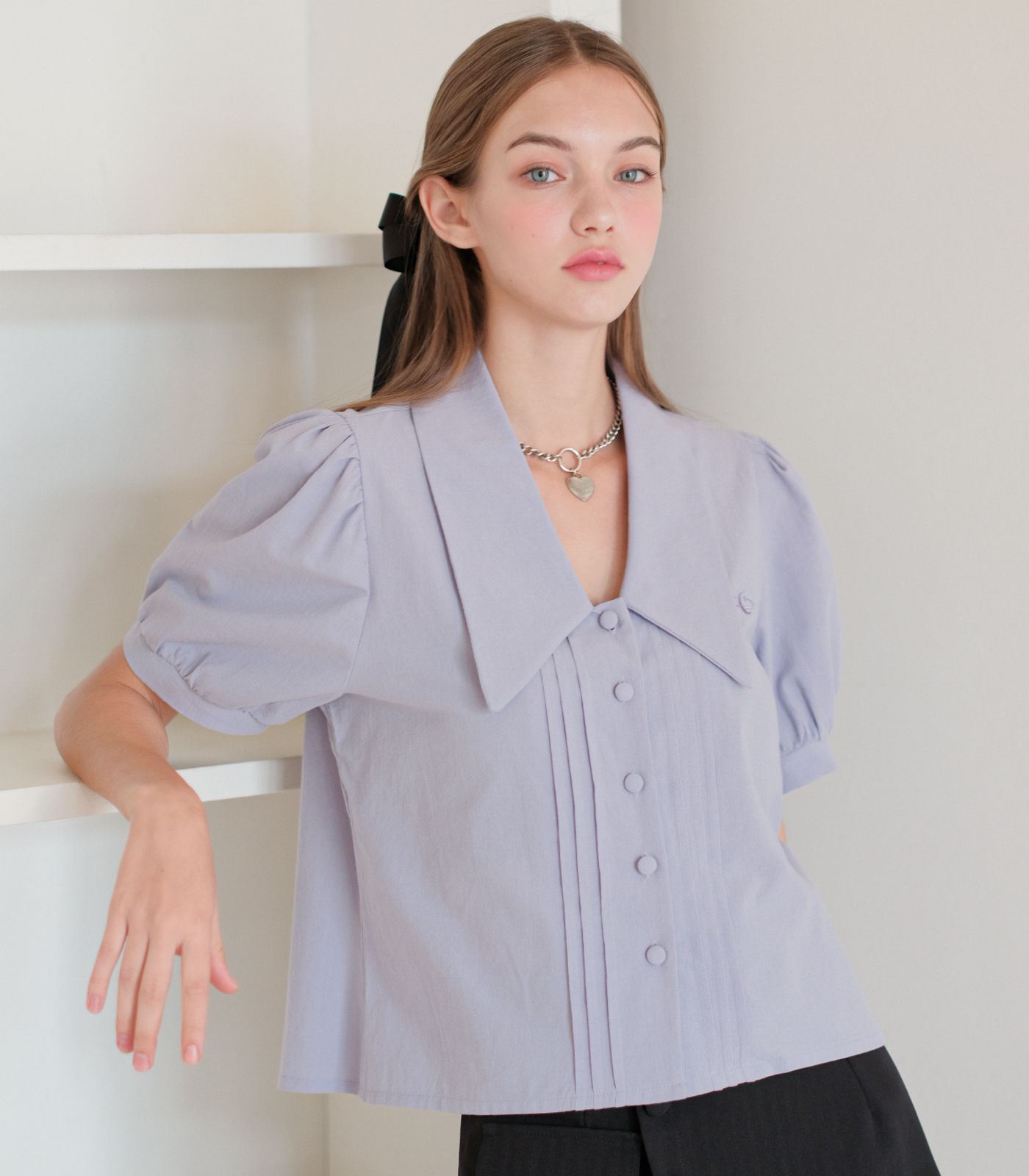 MUSINSA | AVANDRESS Big Collar Puff Blouse SORA