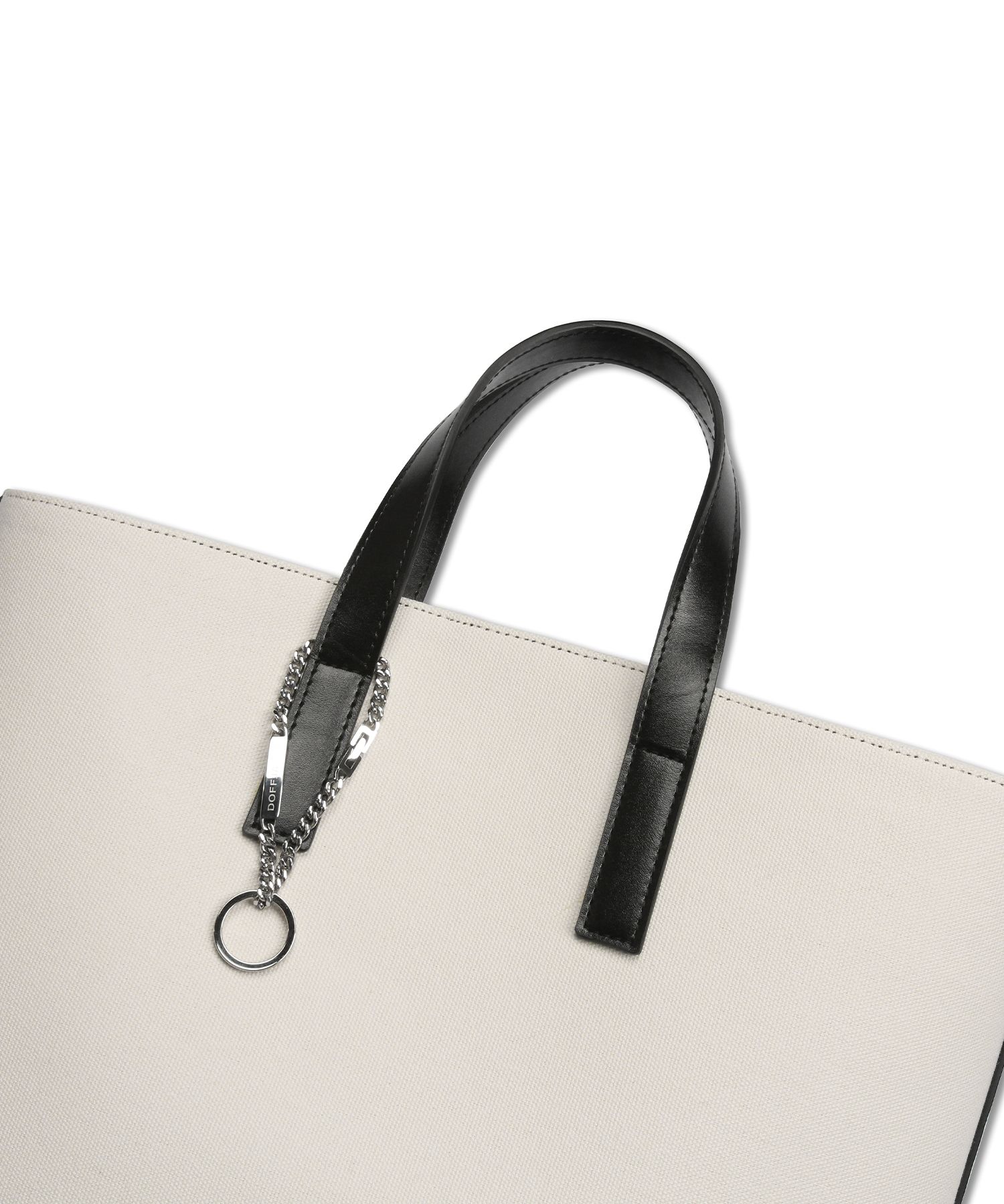 MUSINSA公式 | DOFFJASON Cowhide Canvas Chain Tote Bag IVORY