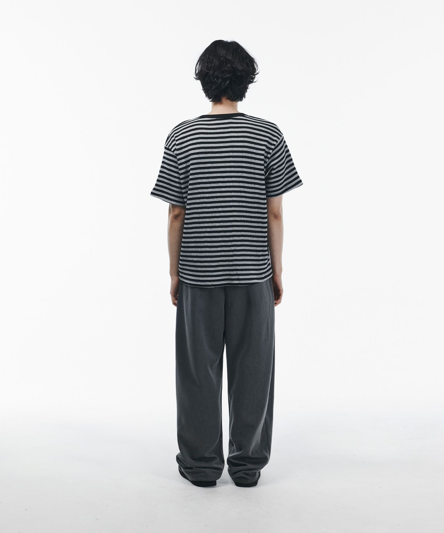 MUSINSA | SIGNATURE Summer double chin wide slacks [gray]