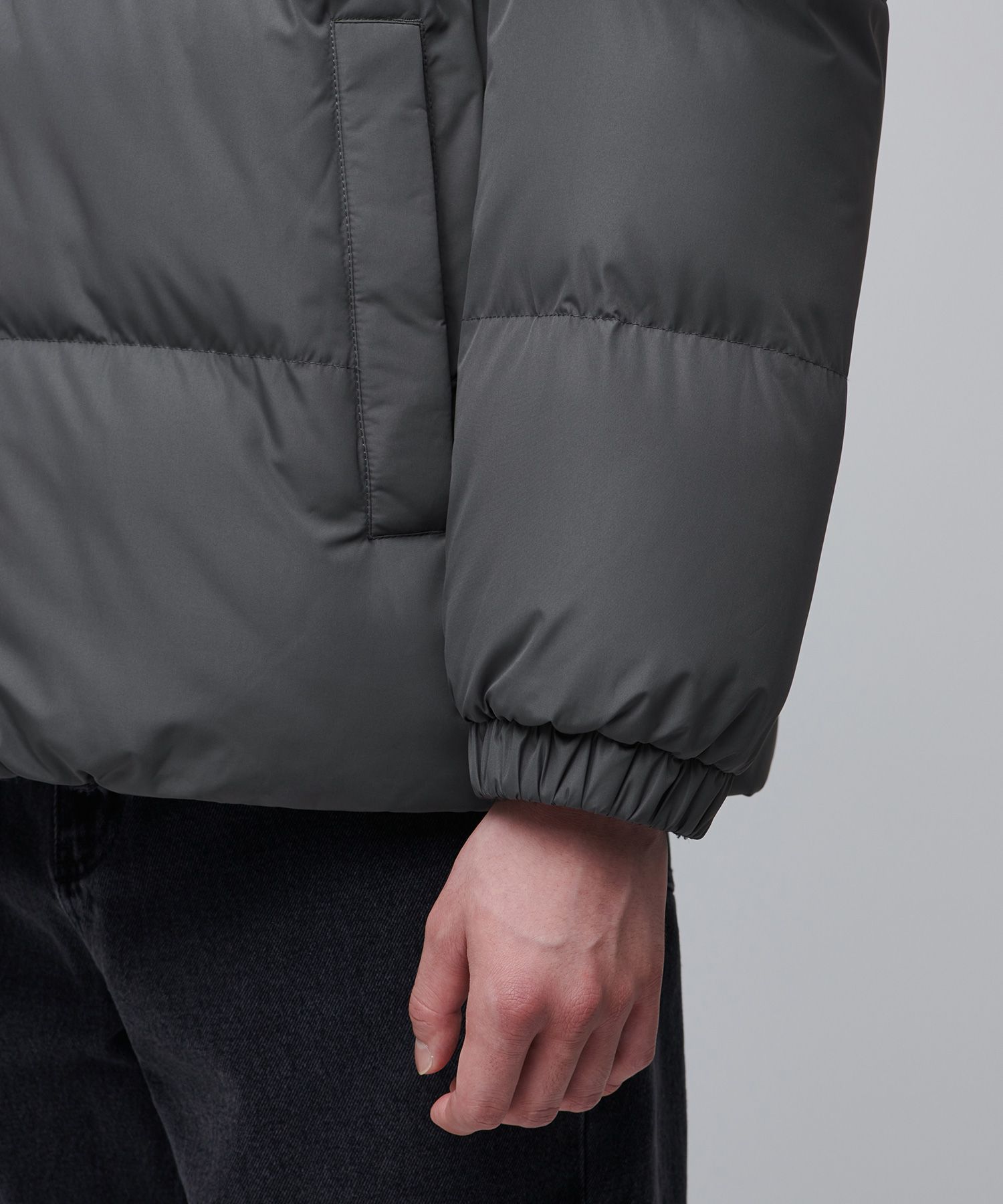 MUSINSA | MUSINSA STANDARD Daily Puffer Reversible Fleece Short Padding Jacket [Gray/Dark Gray]