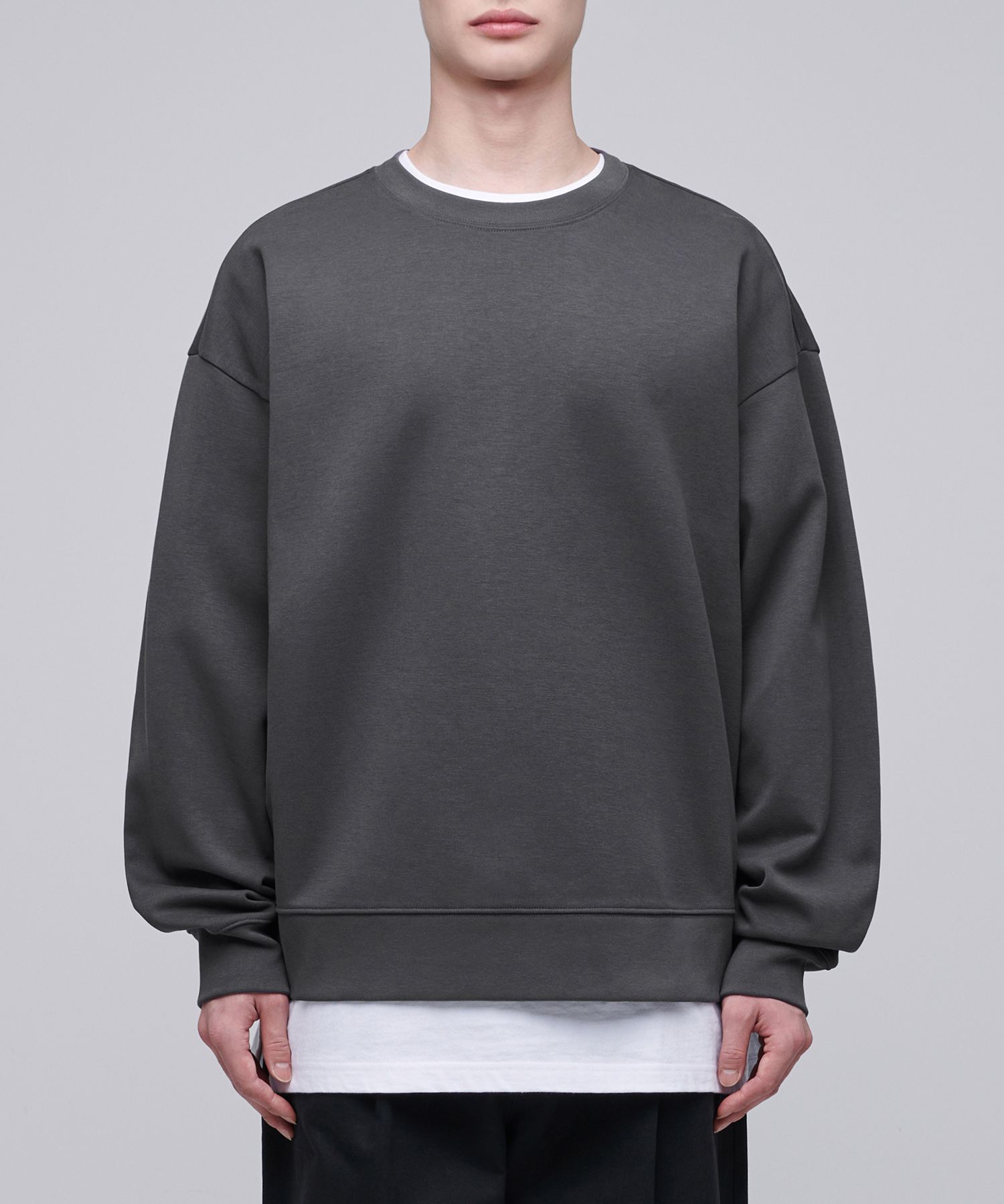 MUSINSA | MUSINSA STANDARD Flat Terry Oversized Sweatshirt [Gunmetal]