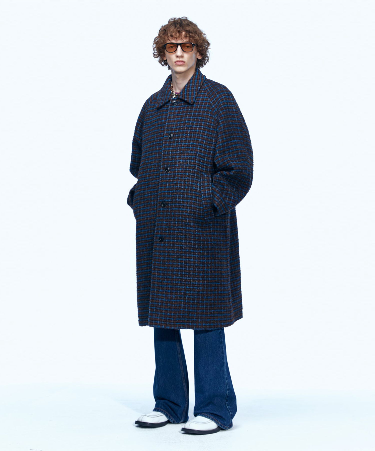 MUSINSA | ANDERSSON BELL Blue Check Balmacaan Wool Coat awa469m (BLUE ...
