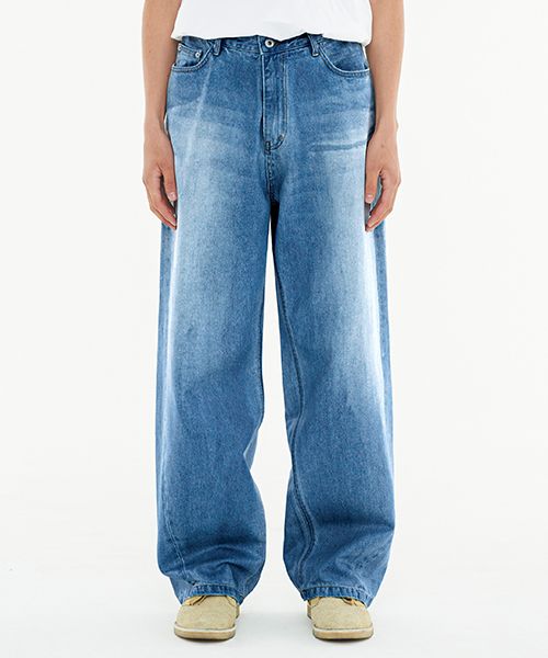 MUSINSA | ERRORS EXCEPTED DP992 Waxed Denim Pants (Mid Blue)