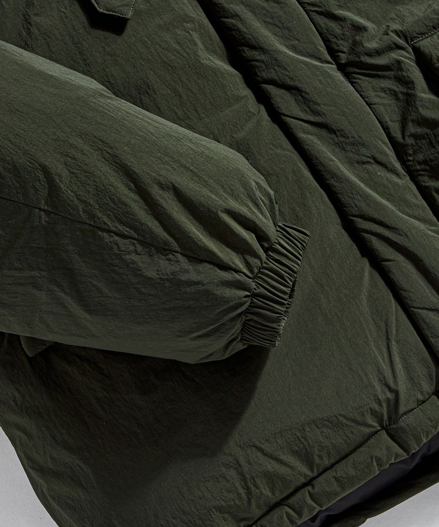MUSINSA | ESPIONAGE Dyer Hooded Down Parka Dark Green
