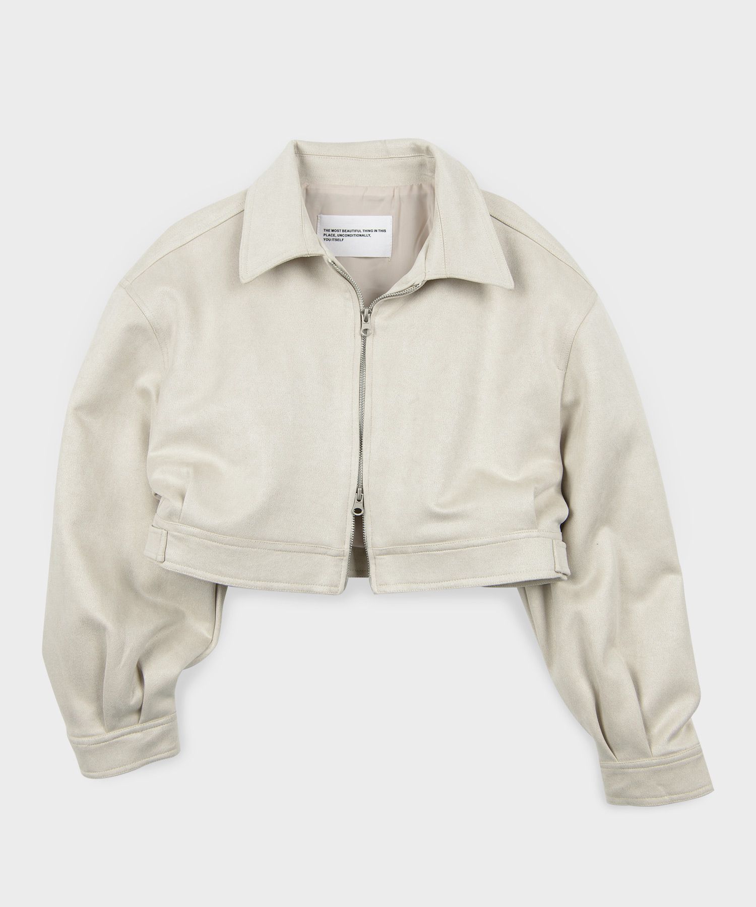 MUSINSA | PLACE STUDIO Vegan Suede Crop Single Zip-up Trucker Jacket Jumper