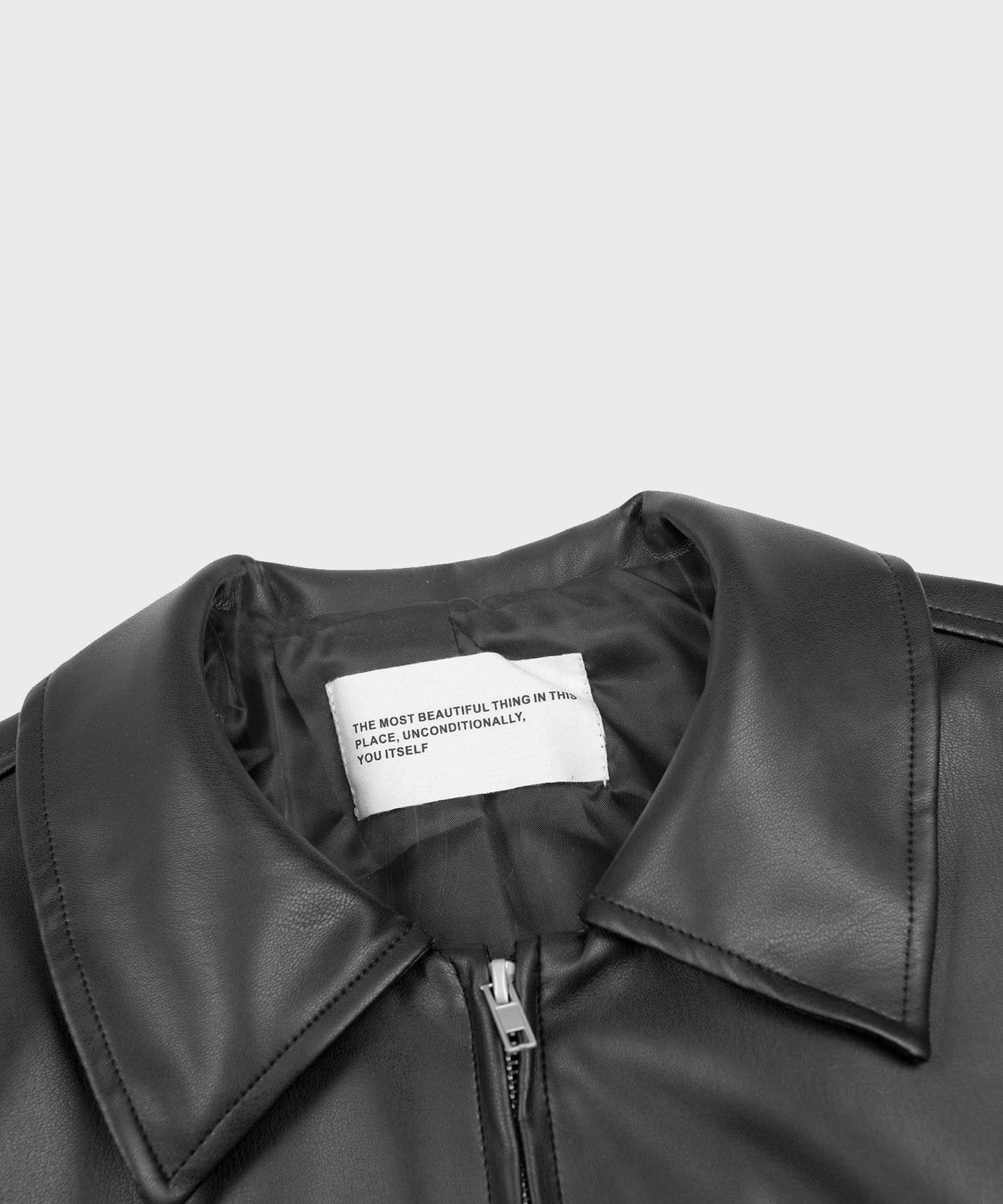 MUSINSA | SOME PLACE Minimal Single Overfit Leather Zip-up Jacket Jumper
