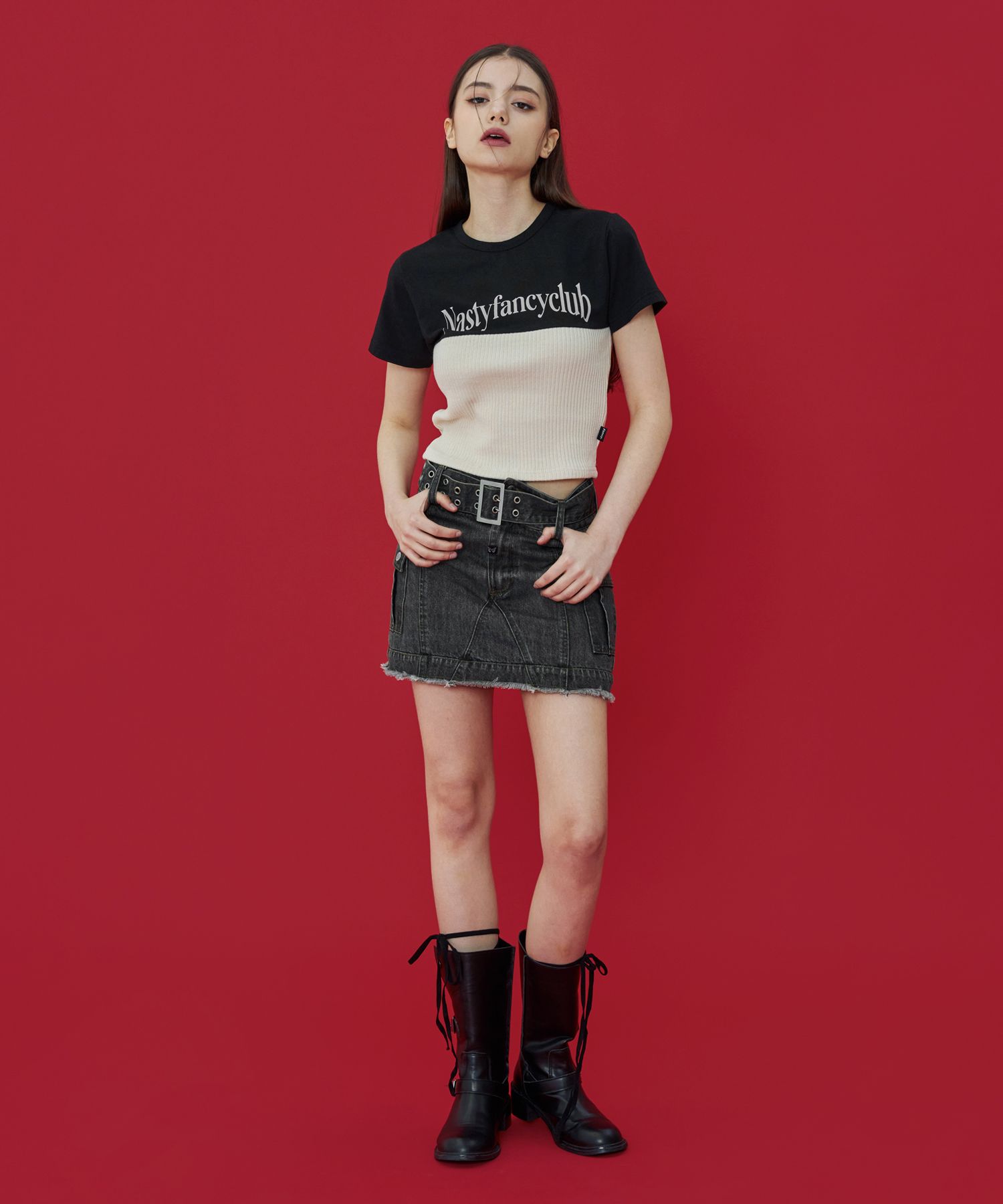 MUSINSA | FANCY CLUB [NF] Tube Top Mix Slim T-Shirt (BLACK)_F23QB472