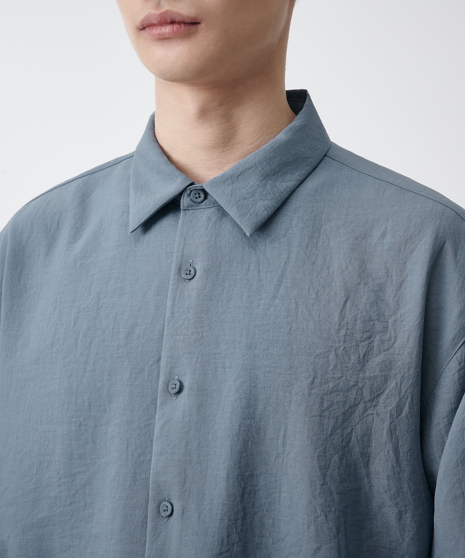 MUSINSA | MUSINSA STANDARD Relaxed Linen Like Shirt [Blue Grey]