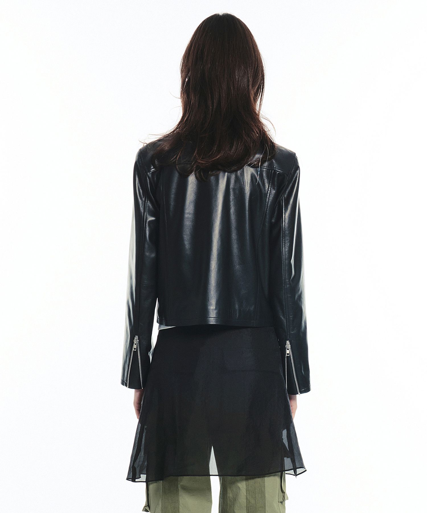 MUSINSA | CERRIC FLAP COLLAR LEATHER JACKET / BLACK
