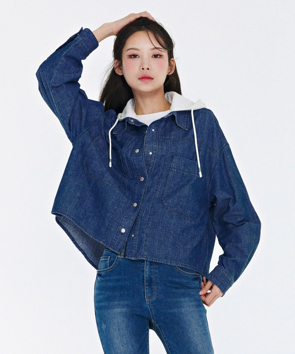 MUSINSA | CHASECULT Women's Detachable Hooded Denim Shirt - CARG5461B0D