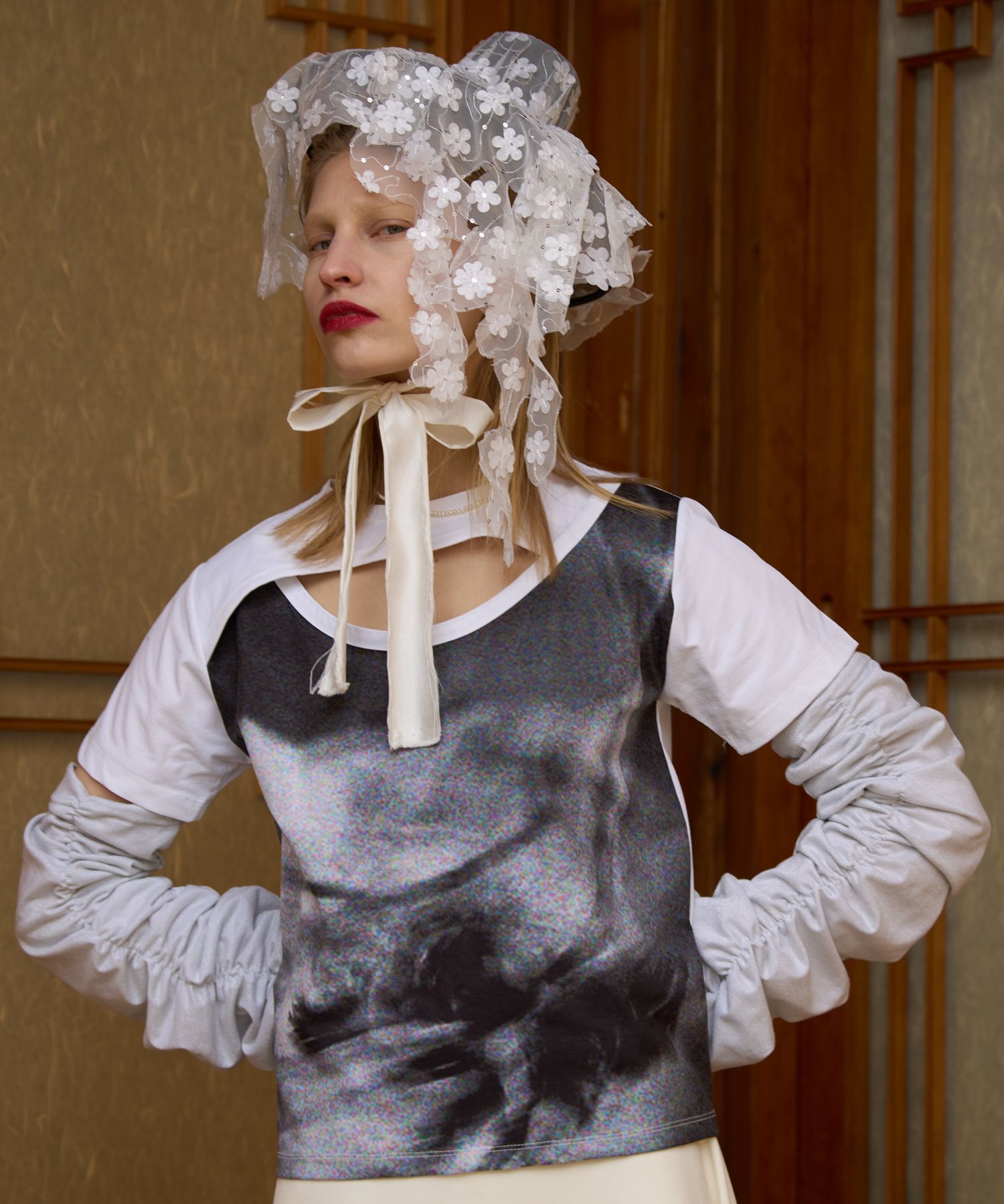 MUSINSA | KIME Glitter Shirring Warmer (WHITE)