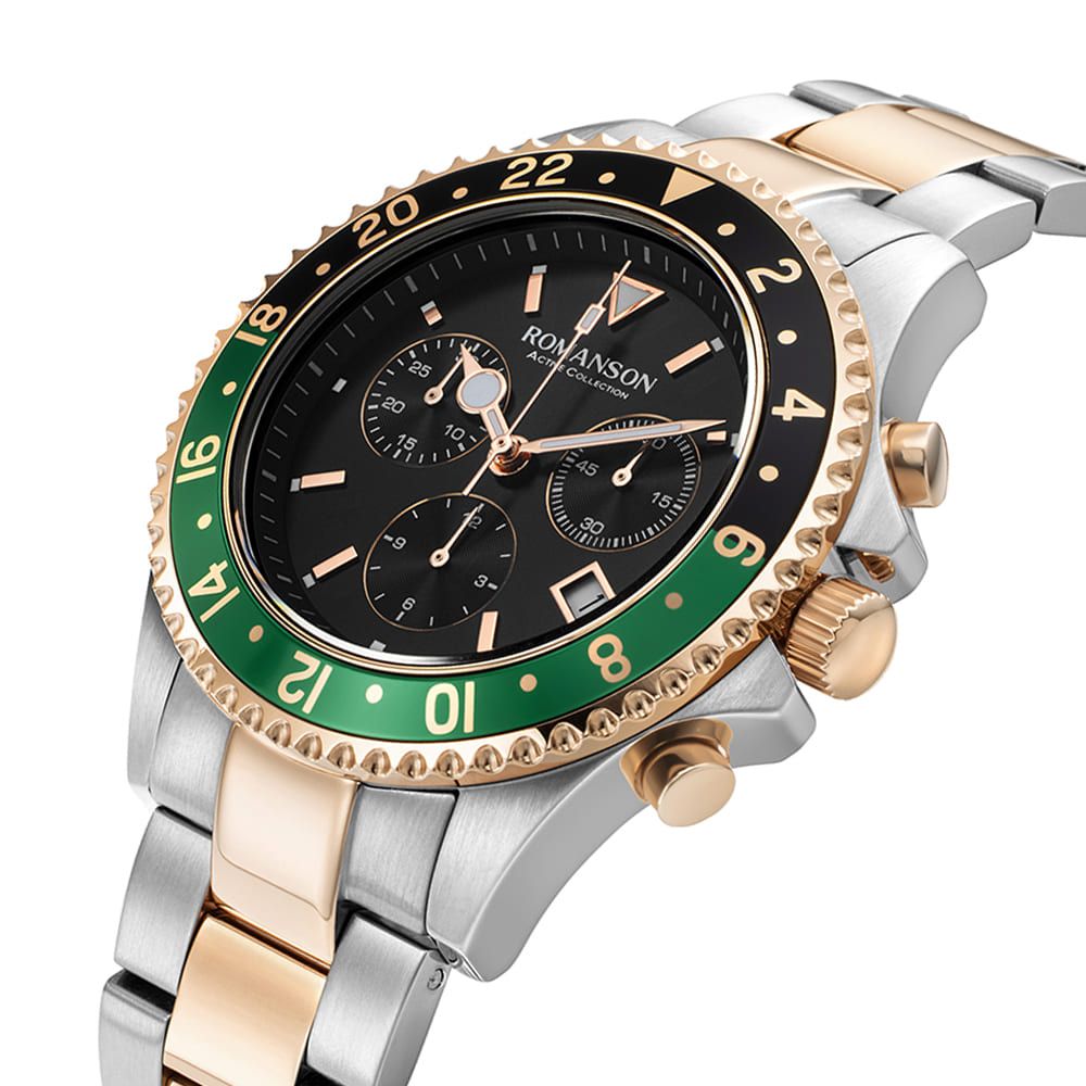 MUSINSA | ROMANSON Actius Chronograph Blue Single Rotation Bezel Silver ...